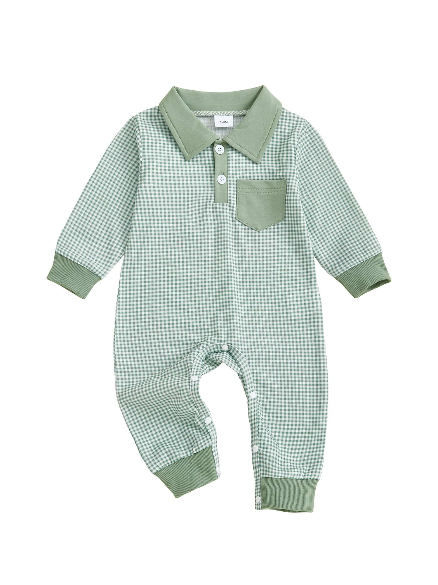 CocMouse Baby Boy Romper Fall Long Sleeve Lapel Collar Plaid Jumpsuit ...