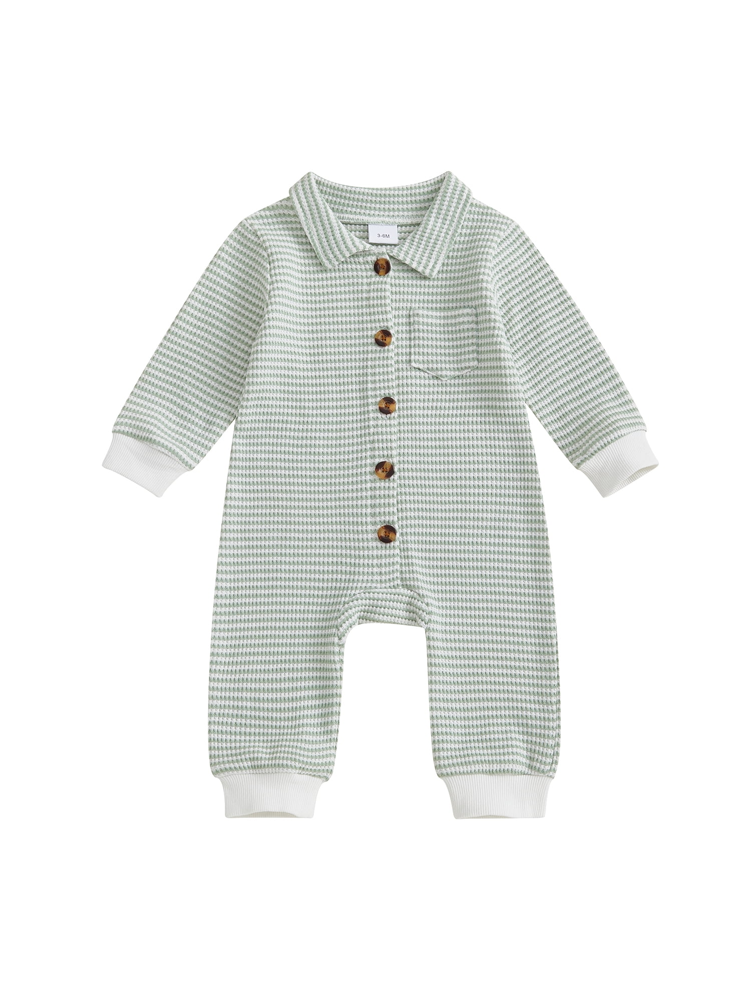 CocMouse Baby Boy Striped Jumpsuit Collared Button-up Long Sleeve ...