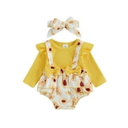 Izhansean 3PCS Newborn Baby Girl Summer Clothes Floral Romper Jumpsuit Shorts Outfits Set Yellow ...
