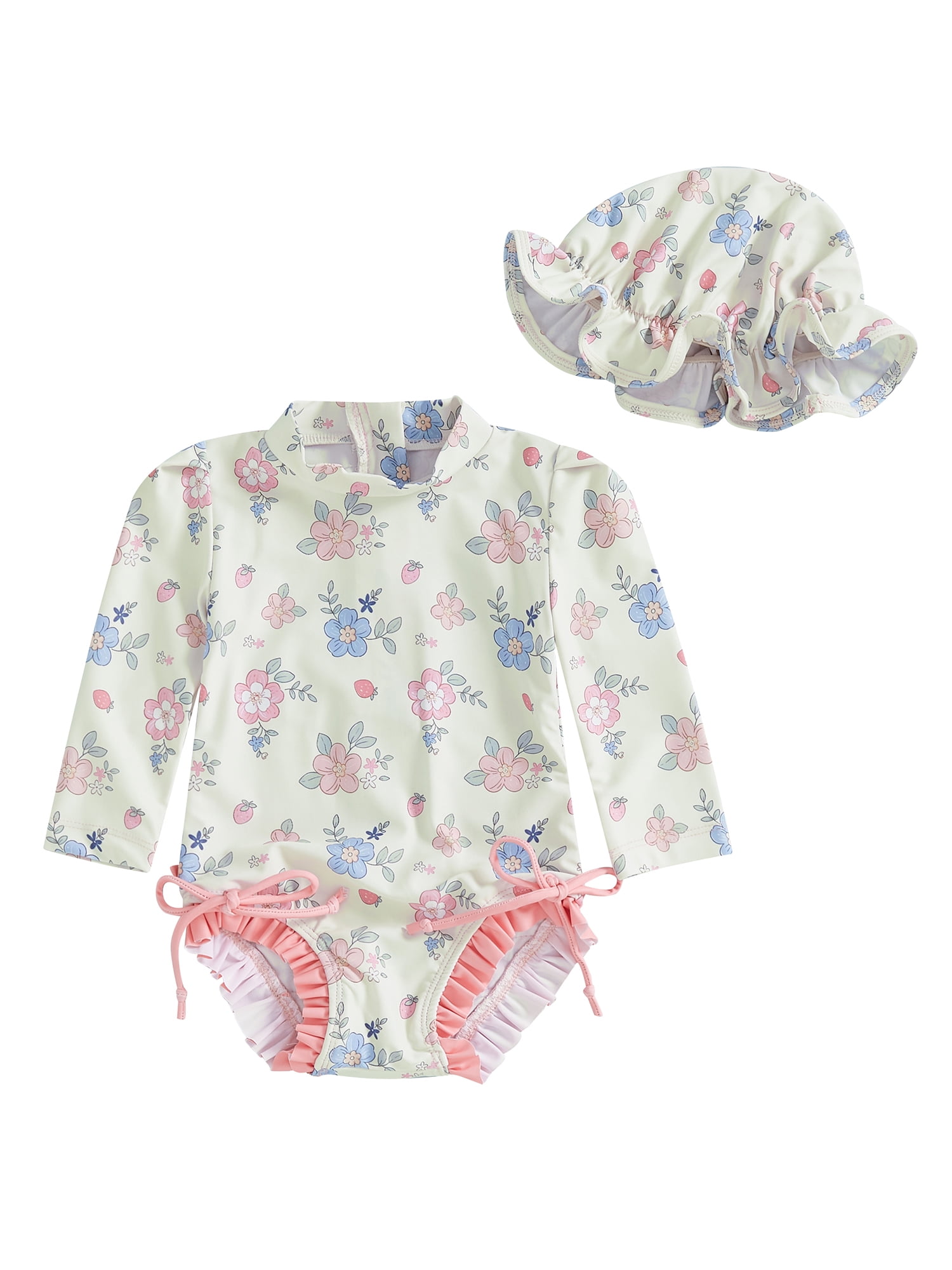 CocMouse Baby Girl Rash Guard Swimsuit Flora Long Sleeve Bathing Suit ...