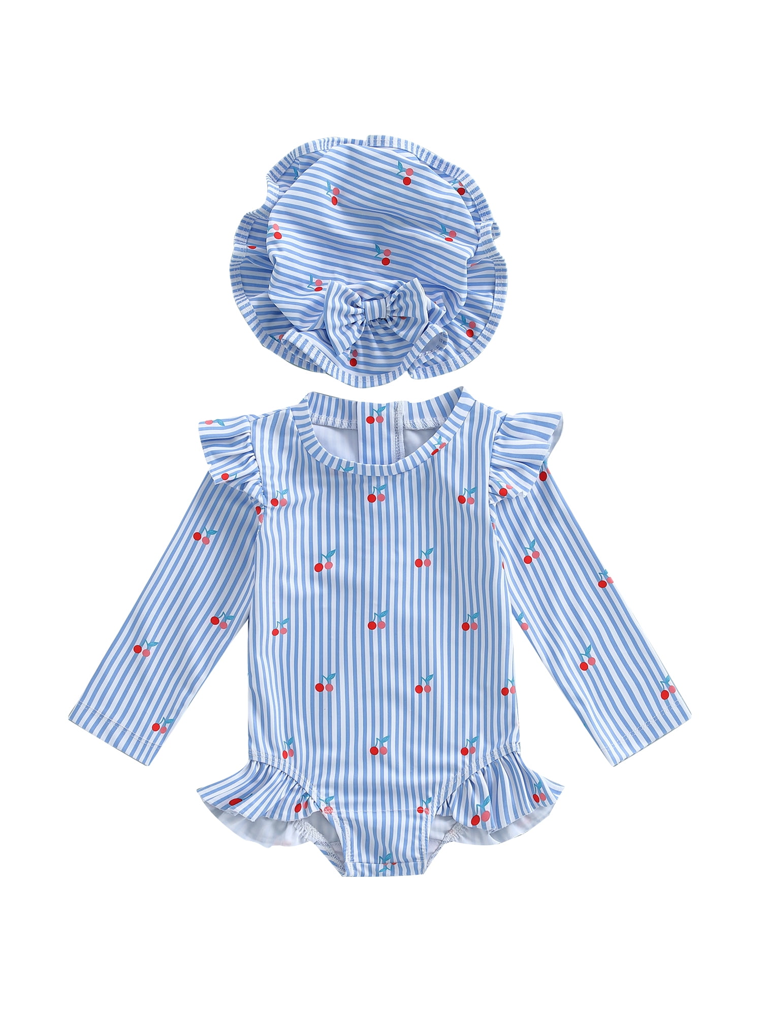 CocMouse Baby Girl Rash Guard Swimsuit Stripes/Animal Bathing Suit with ...