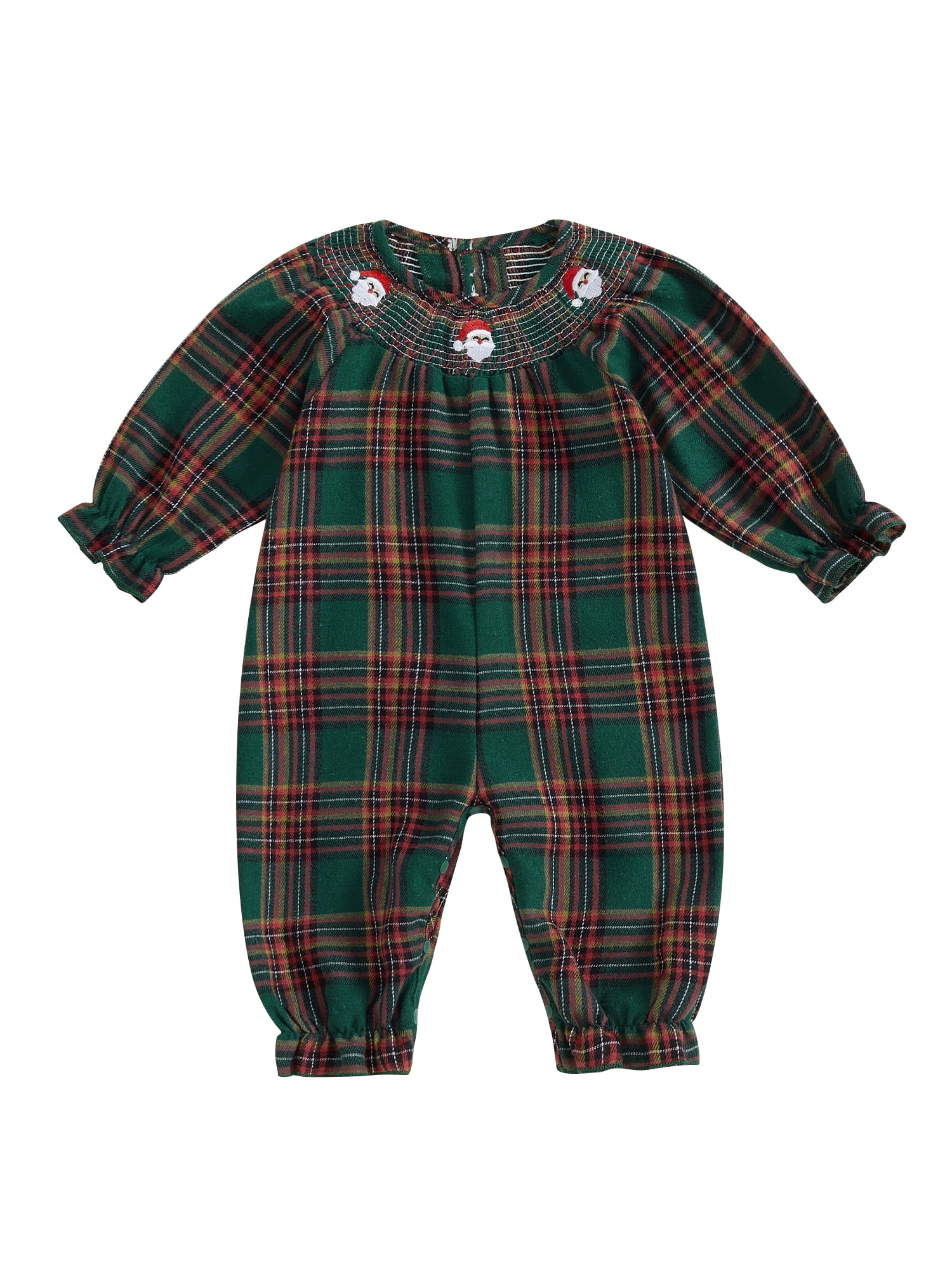 CocMouse Baby Girls Christmas Jumpsuit, Plaid Embroidery Santa Claus ...