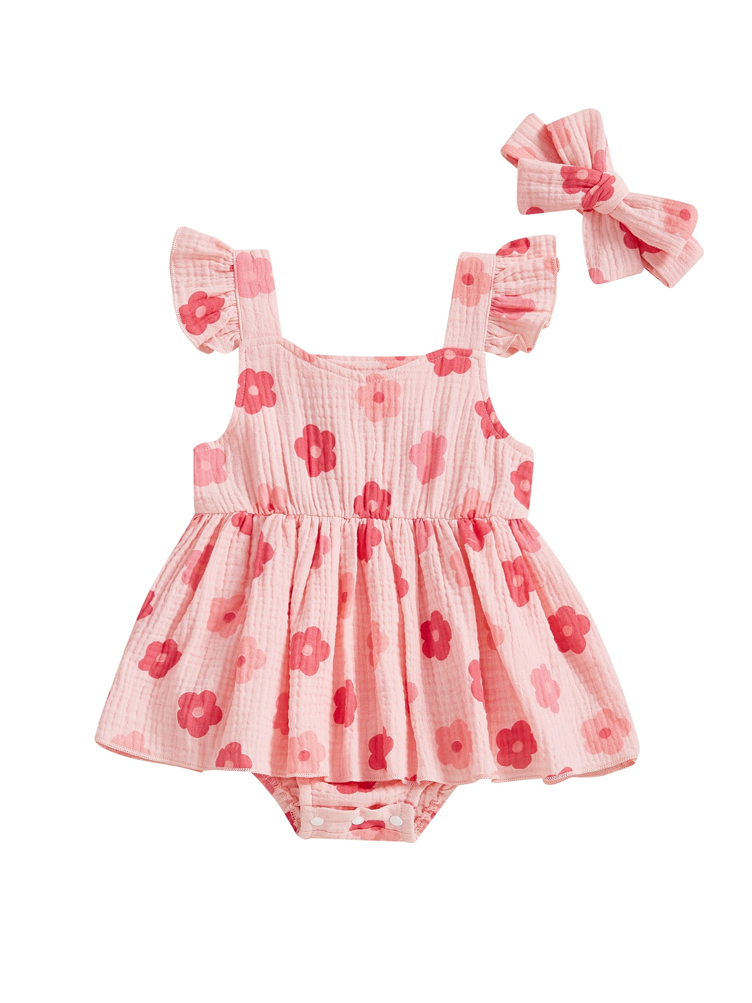 CocMouse Baby Girls Floral Romper Dress Flying Sleeve Romper with ...