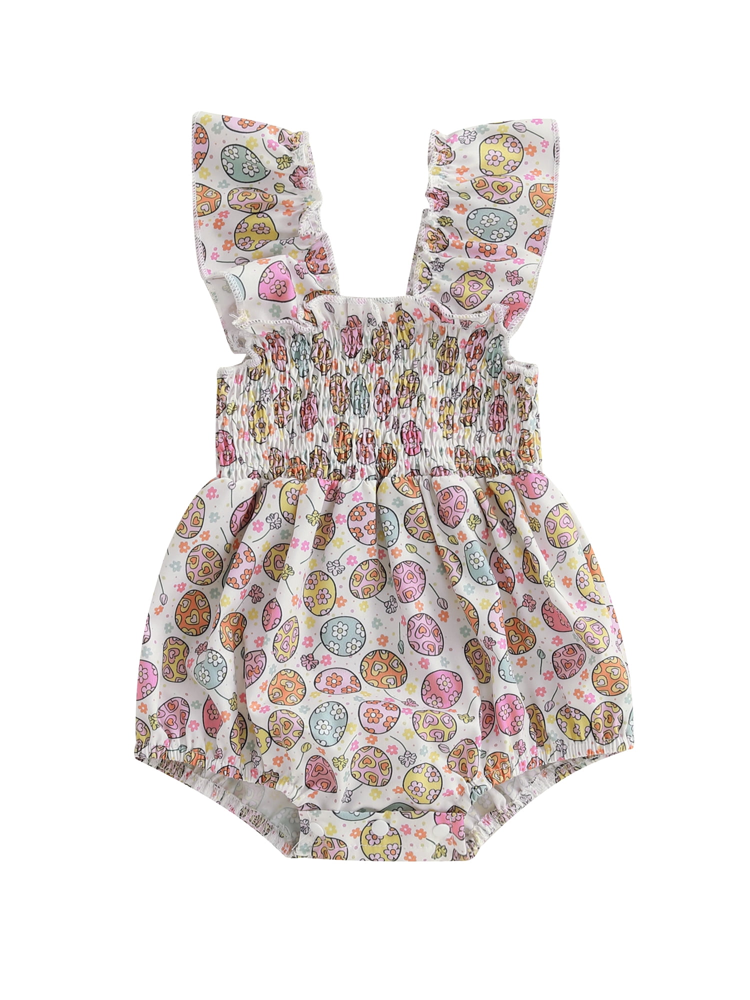 CocMouse Baby Girls Rompers Easter Clothes Easter Eggs Print Jumpsuits ...