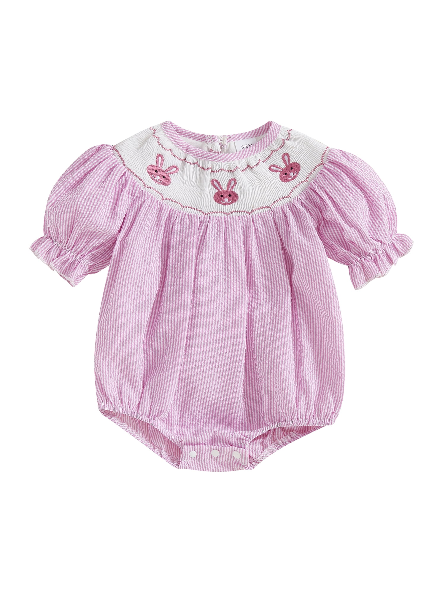 CocMouse Baby Girls Rompers Easter Clothes Rabbit Embroidery Stripe ...