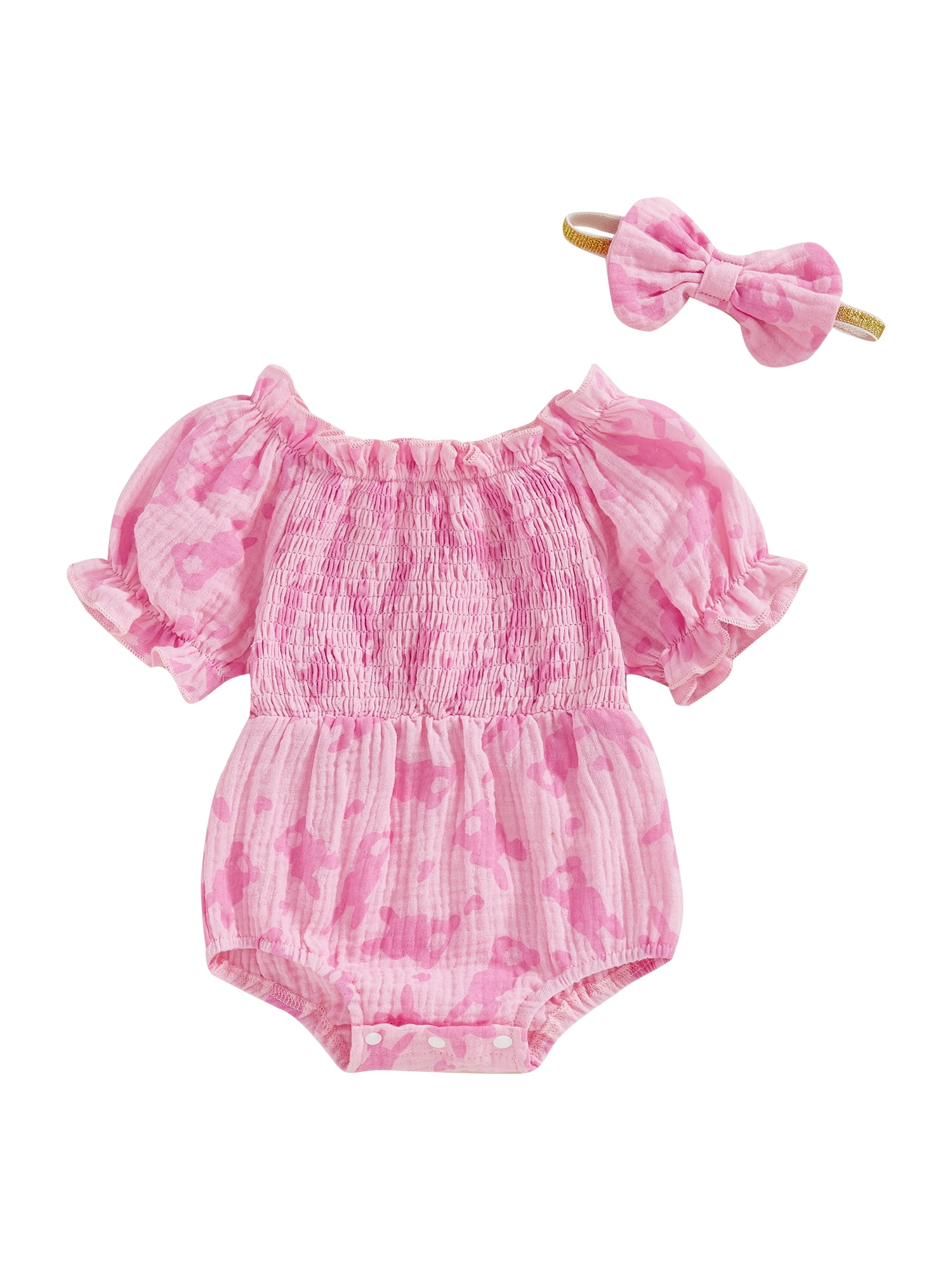 CocMouse Girl Easter Romper Dress Short Sleeve Bunny Print Romper with ...
