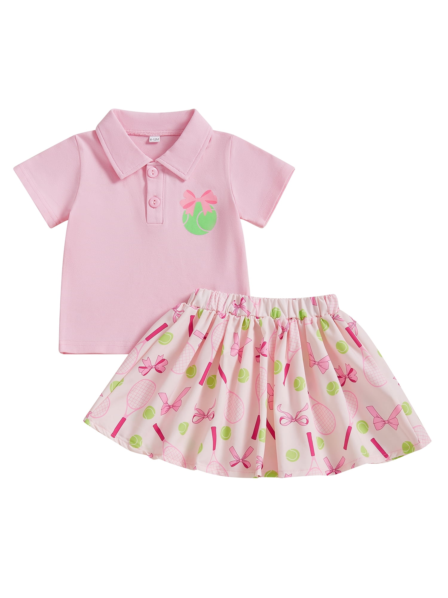 CocMouse Girl Sports Outfit Short Sleeve Lapel Tops Tennis Pattern A ...