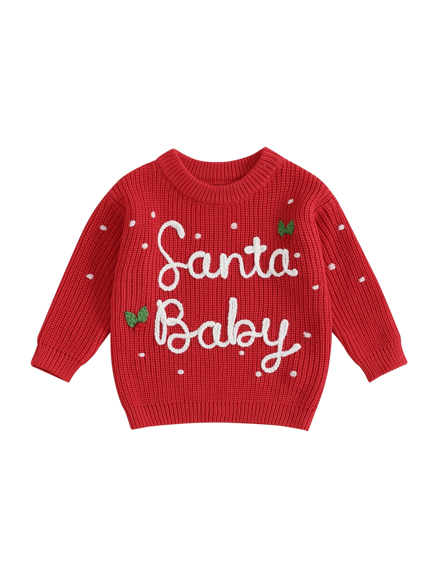 CocMouse Kids Christmas Sweater Letter Crewneck Long Sleeve Chunky Knit ...