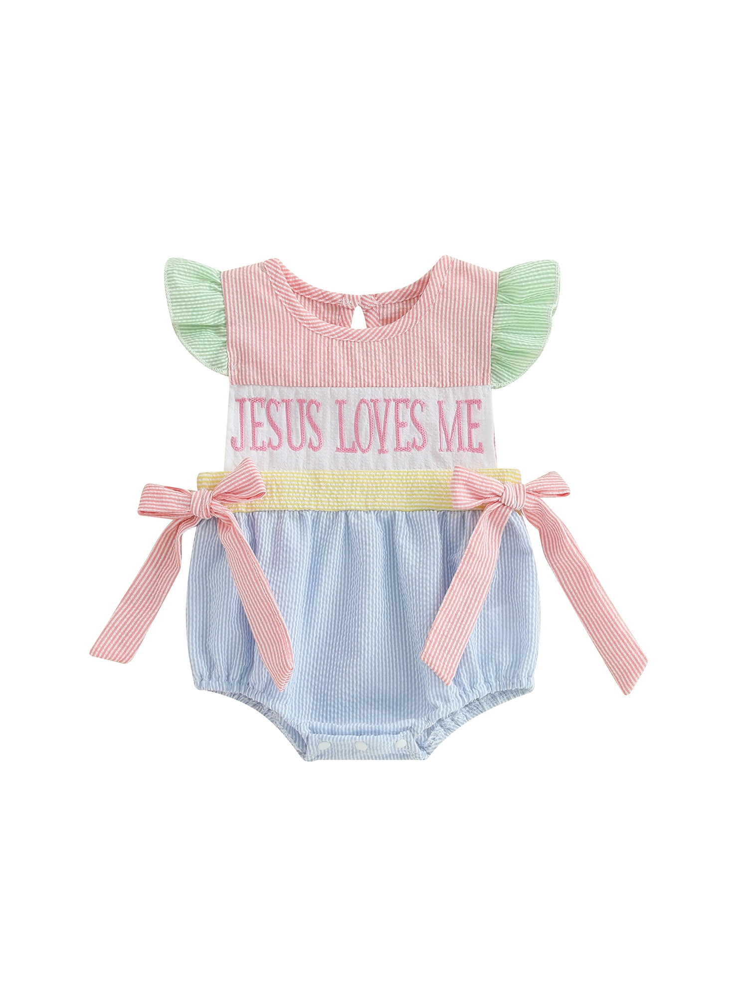 CocMouse Newborn Baby Girl Easter Romper Ruffle Sleeveless Stripes ...