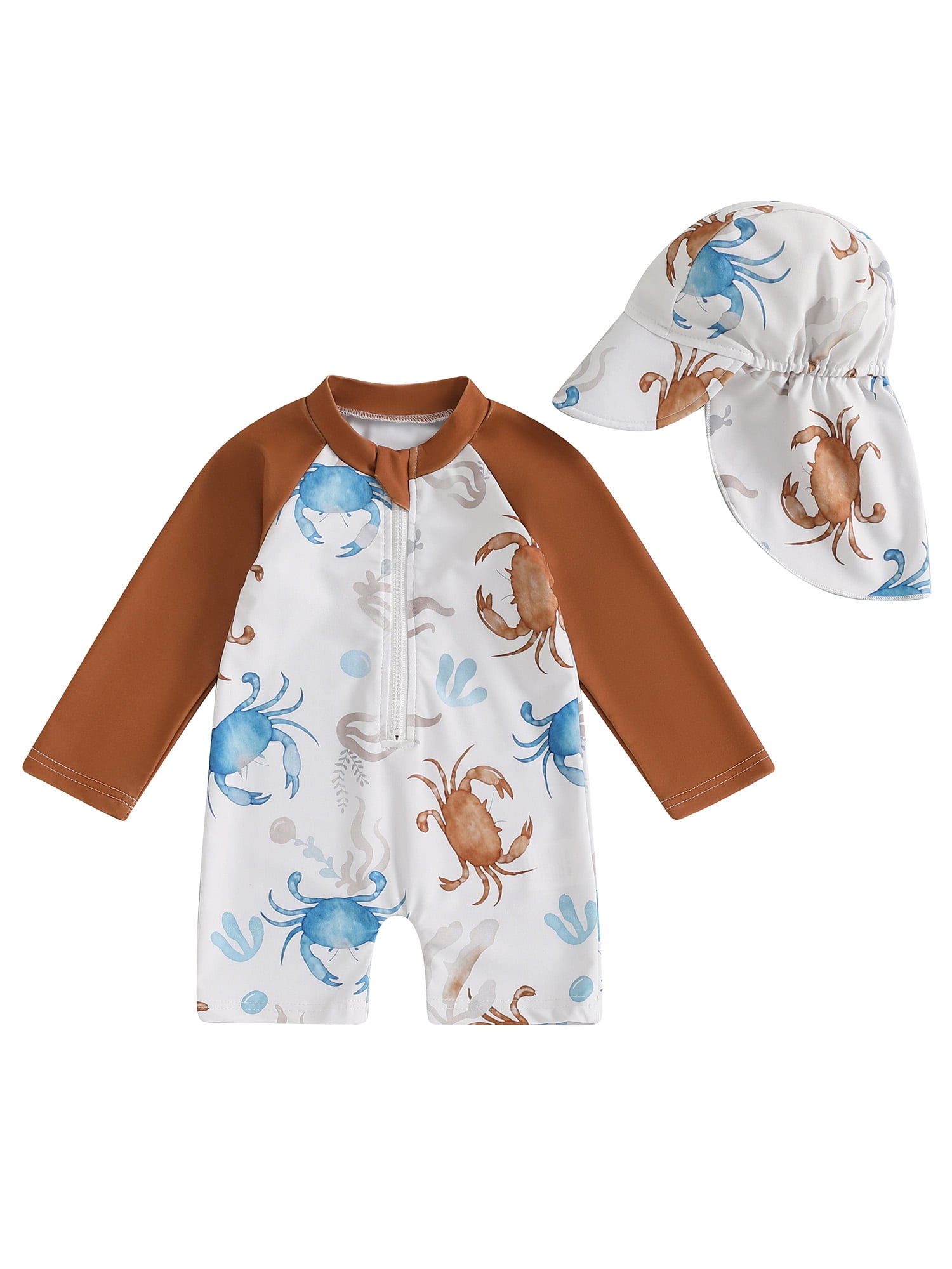 CocMouse Toddler Boy Rash Guard Swimsuit with Hat 2 Pcs Set Baby Boy ...