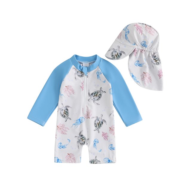 CocMouse Toddler Boy Rash Guard Swimsuit with Hat 2 Pcs Set Baby Boy ...