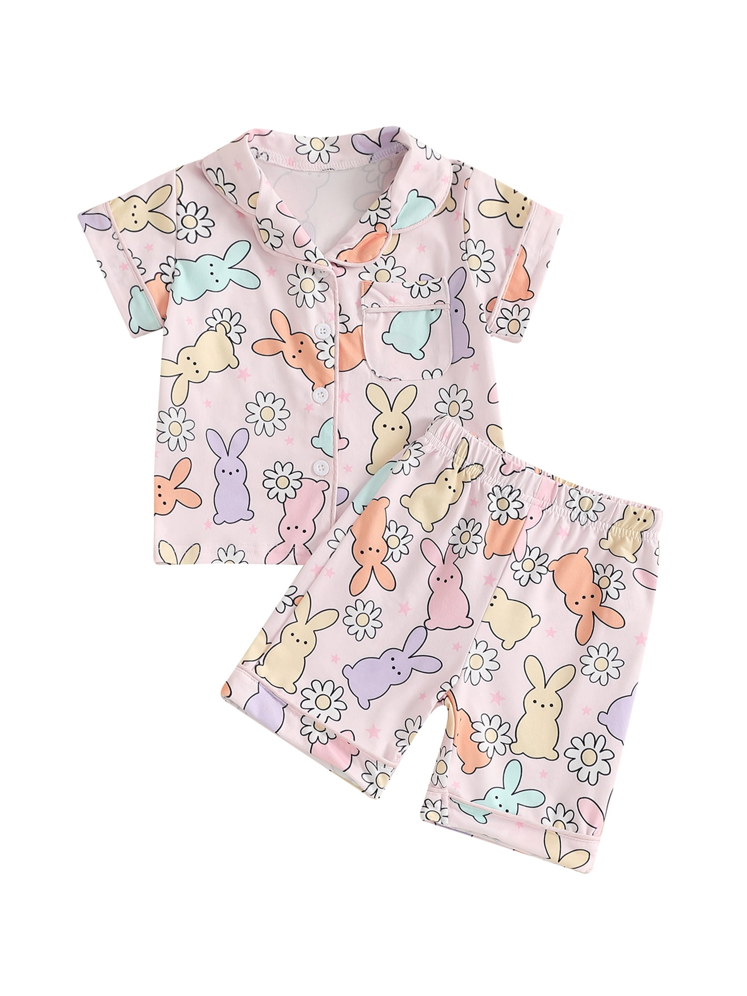CocMouse Toddler Girl Easter Pajamas Set Short Sleeve Tops and Shorts 2 ...