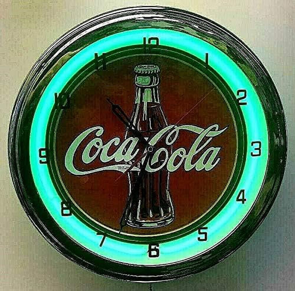 Coca Cola Bottle Sign Green Neon Clock Bar Man Cave - Walmart.com