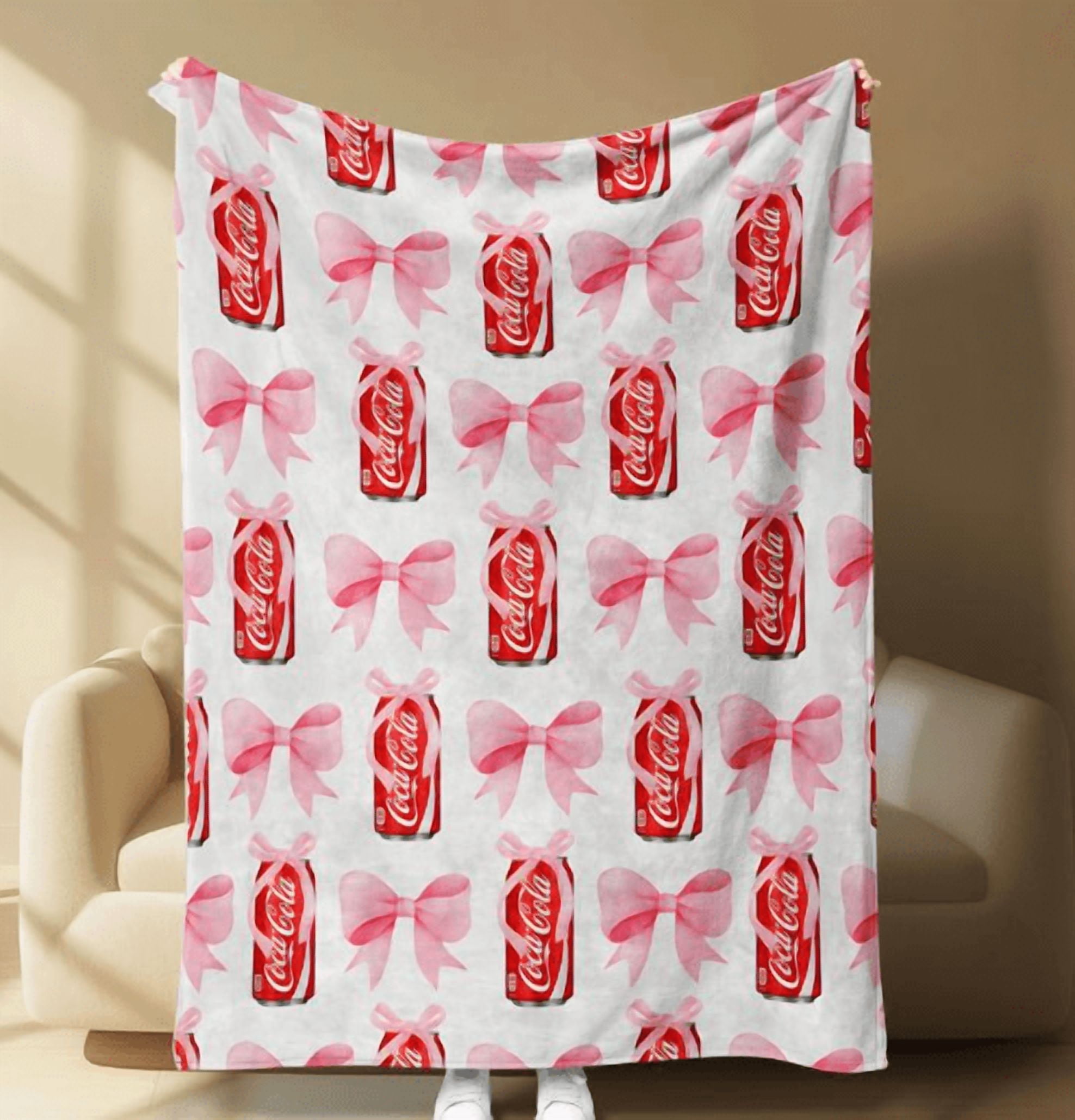 Coca-Cola Bow Blanket, Soft Cloud-Like Touch, Perfect for Sofa, Bed ...