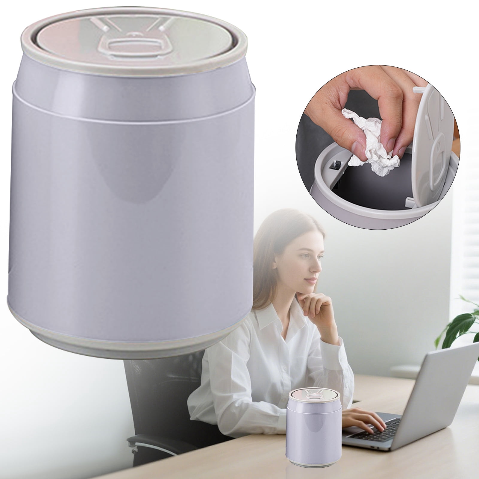 Coca Cola Can Shaped Mini Trash Can with Lid 1.8L Small Portable ...
