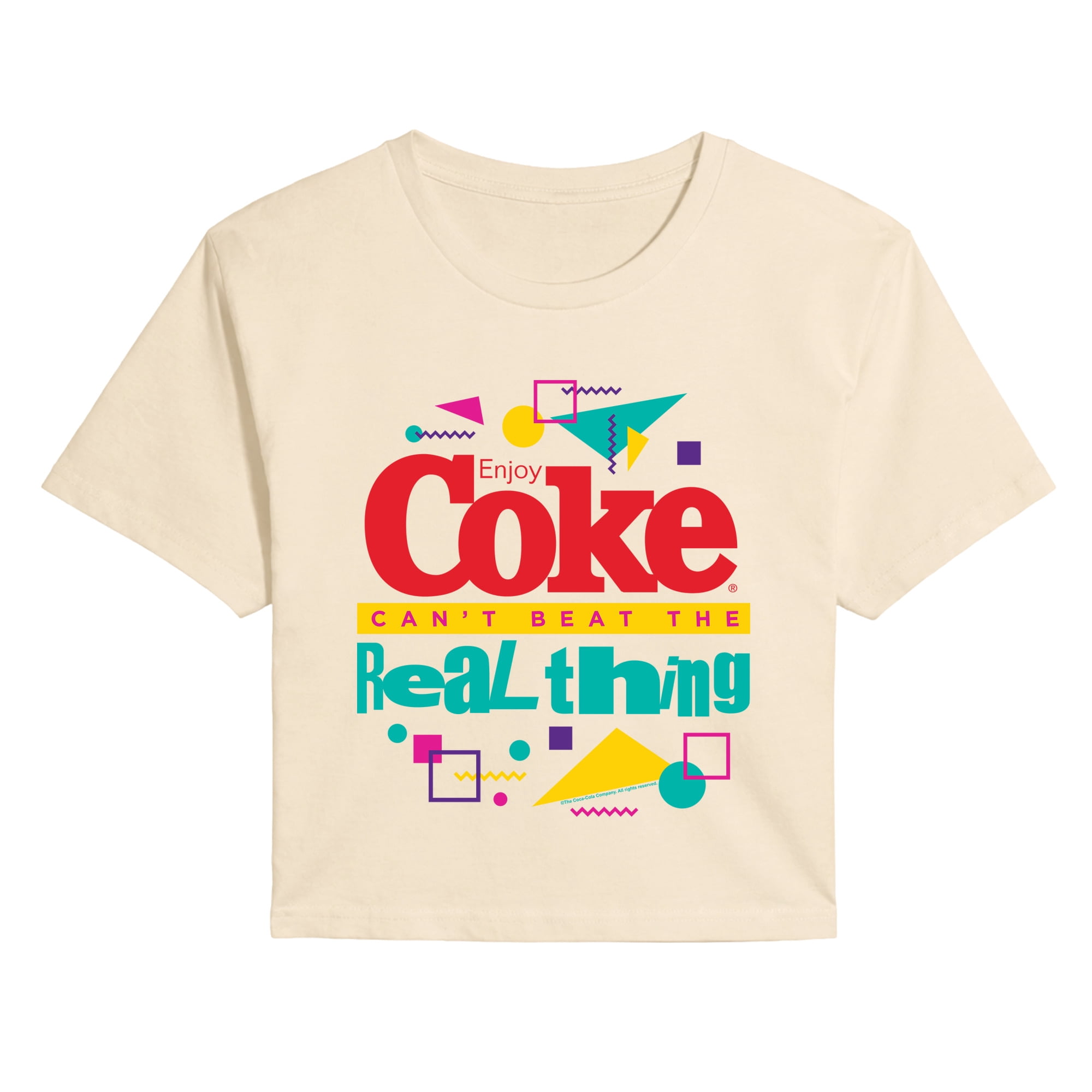 Coca-Cola - Can't Beat Real Thing - Juniors Cropped Graphic T-Shirt ...