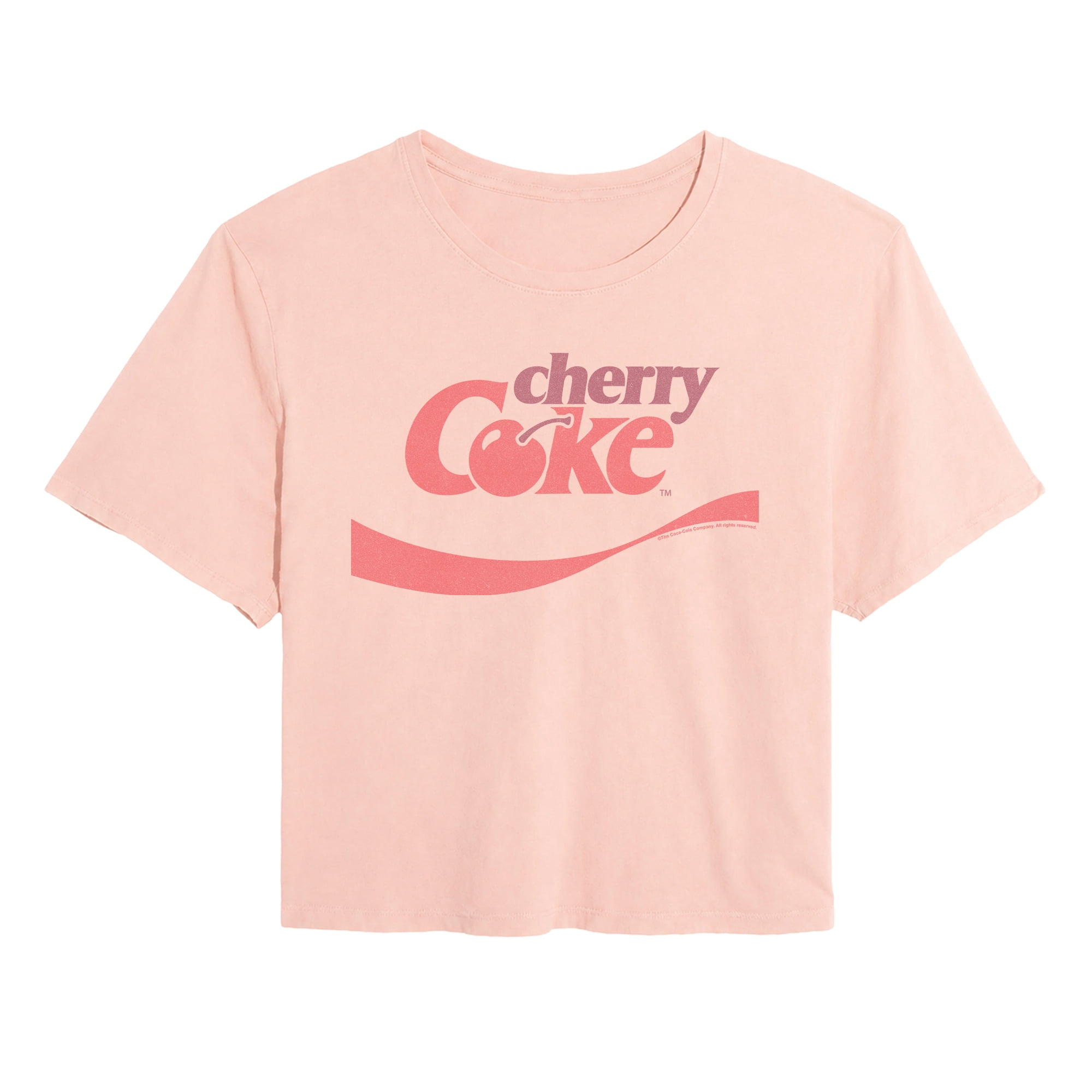 Coca-Cola - Cherry - Juniors Cropped Graphic T-Shirt - Walmart.com