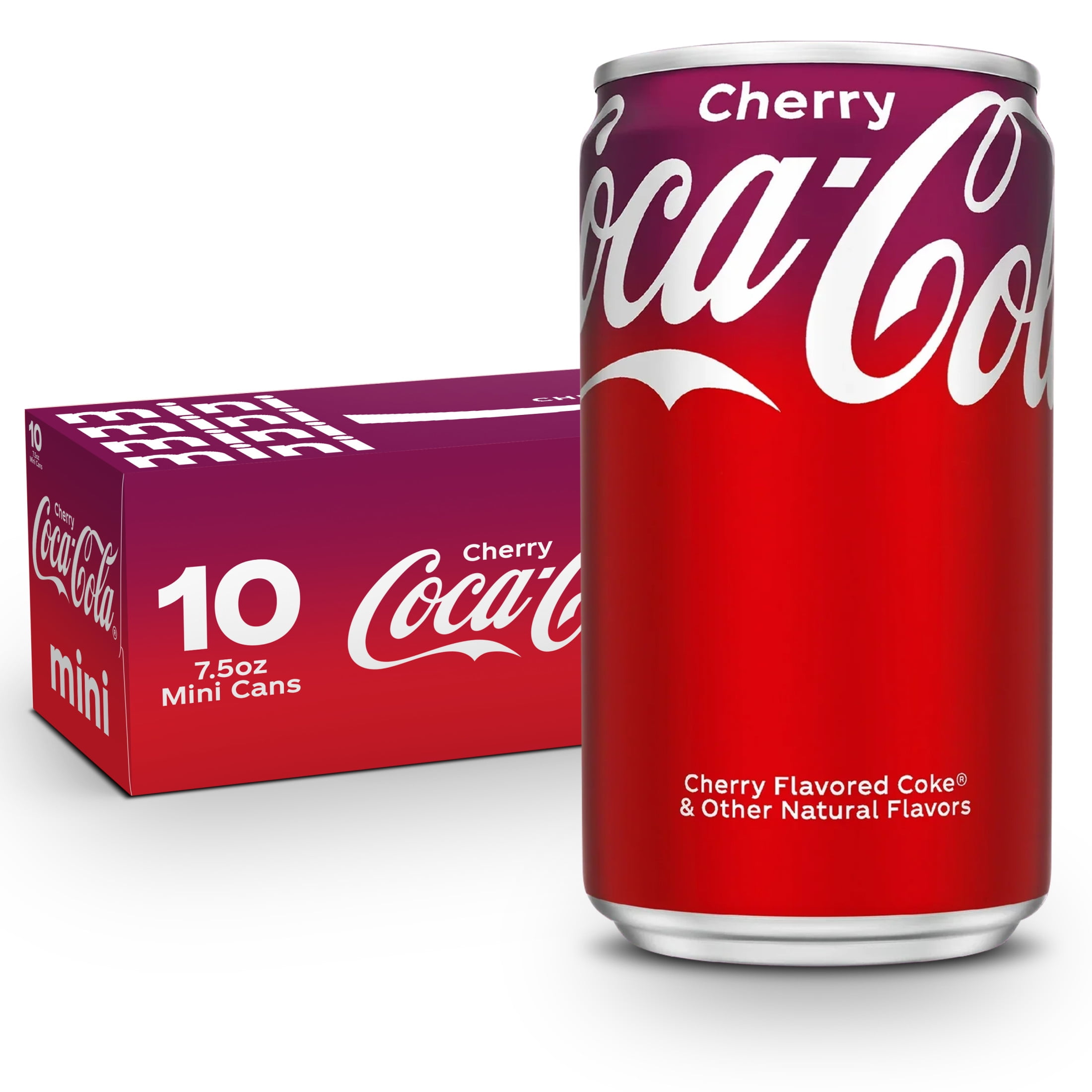 Coca-Cola Cherry Mini Soda Soft Drink 7.5 fl oz 10 Pack Cans Refreshing ...
