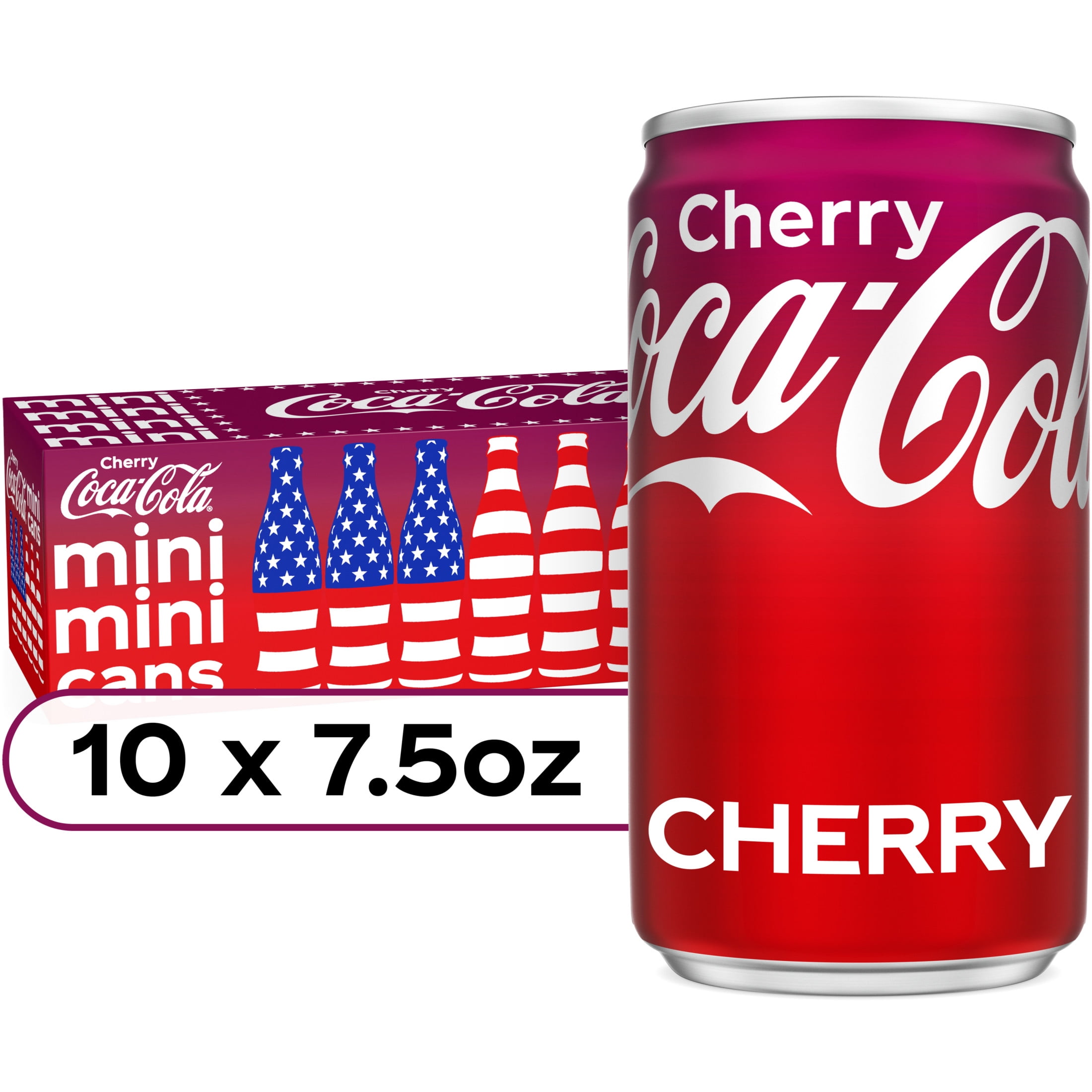 Coca-Cola Cherry Mini COKE, Sparkling Soft Drink, 7.5 fl oz, 10 Pack ...