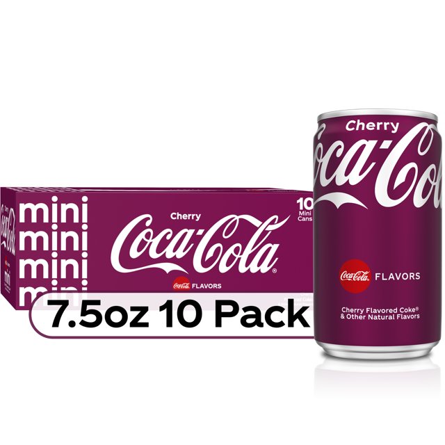 Coca-Cola Cherry Mini Soda Pop Soft Drink, 7.5 fl oz, 10 Pack Cans ...