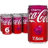 Coca-Cola Cherry Mini Soda Can 7.5 fl oz Pack of 6 Refreshing Soft ...