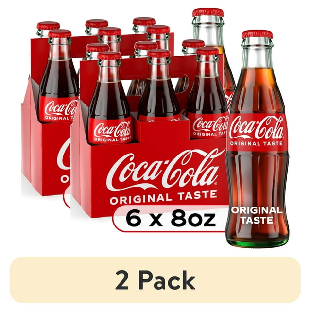 (2 pack) Coca-Cola Classic Cola Soda Pop, 8 fl oz Glass Bottles, 6 Pack ...