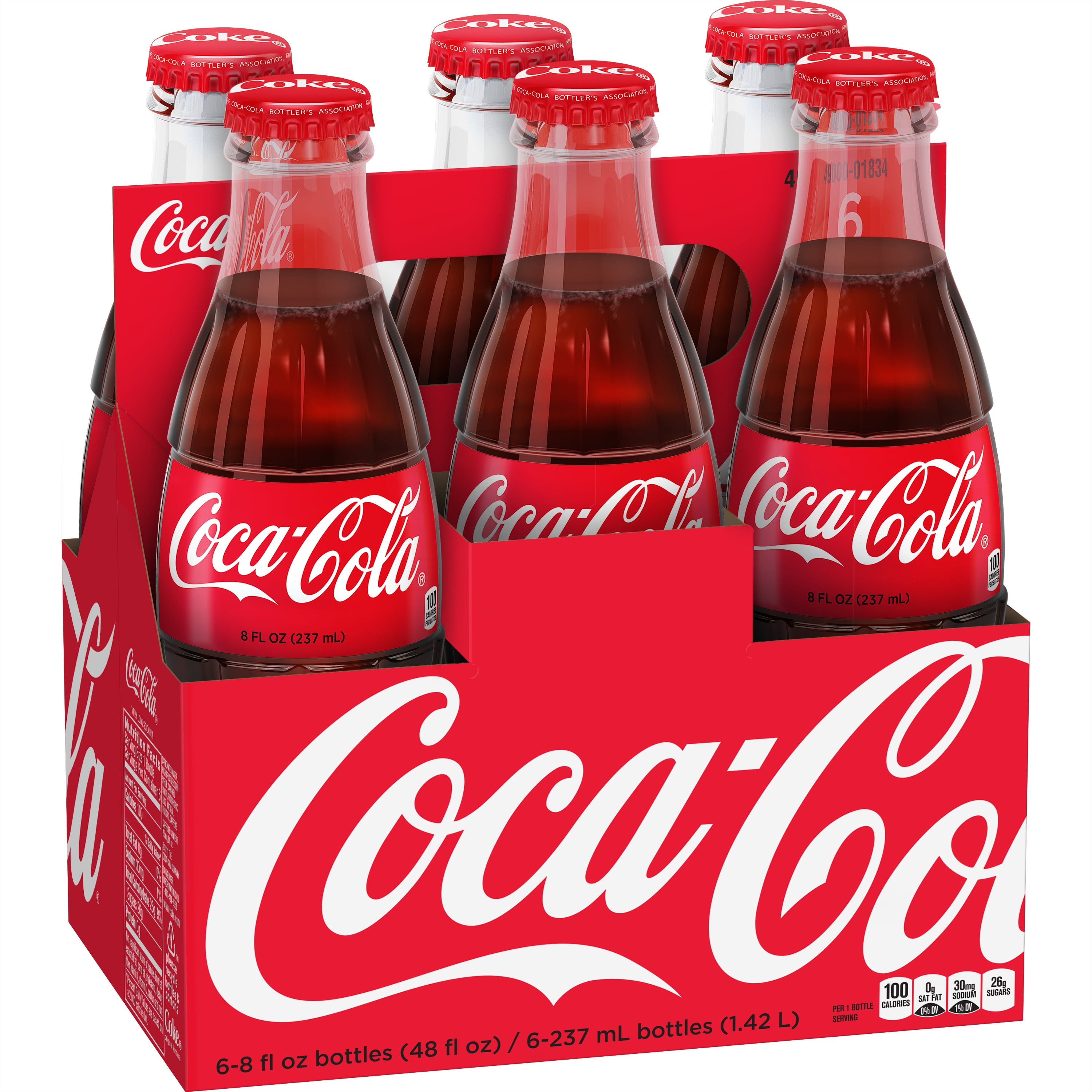 Coca-Cola Classic Cola Soda Pop, 8 fl oz Glass Bottles, 6 Pack ...