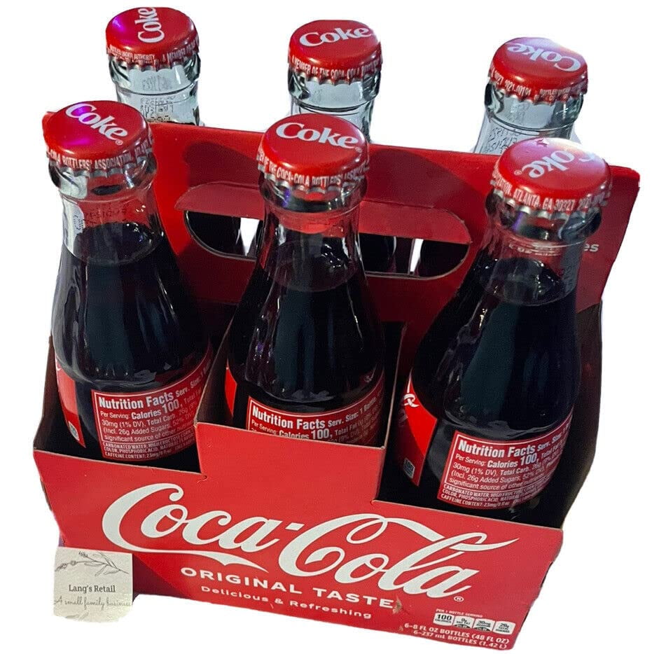 Coca Cola Classic Glass Bottles, Pack Of 6, Bundled With Lang's Recipe ...