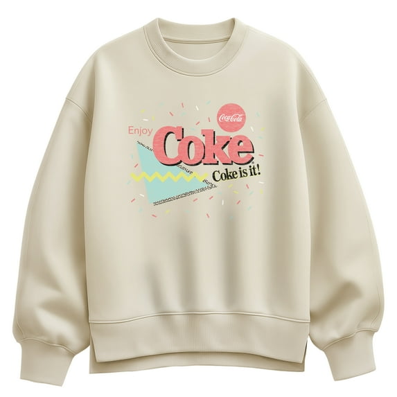 Coca-Cola - Coke 90S - Ladies Oversized Fleece Crew Sweatshirt - Walmart.com