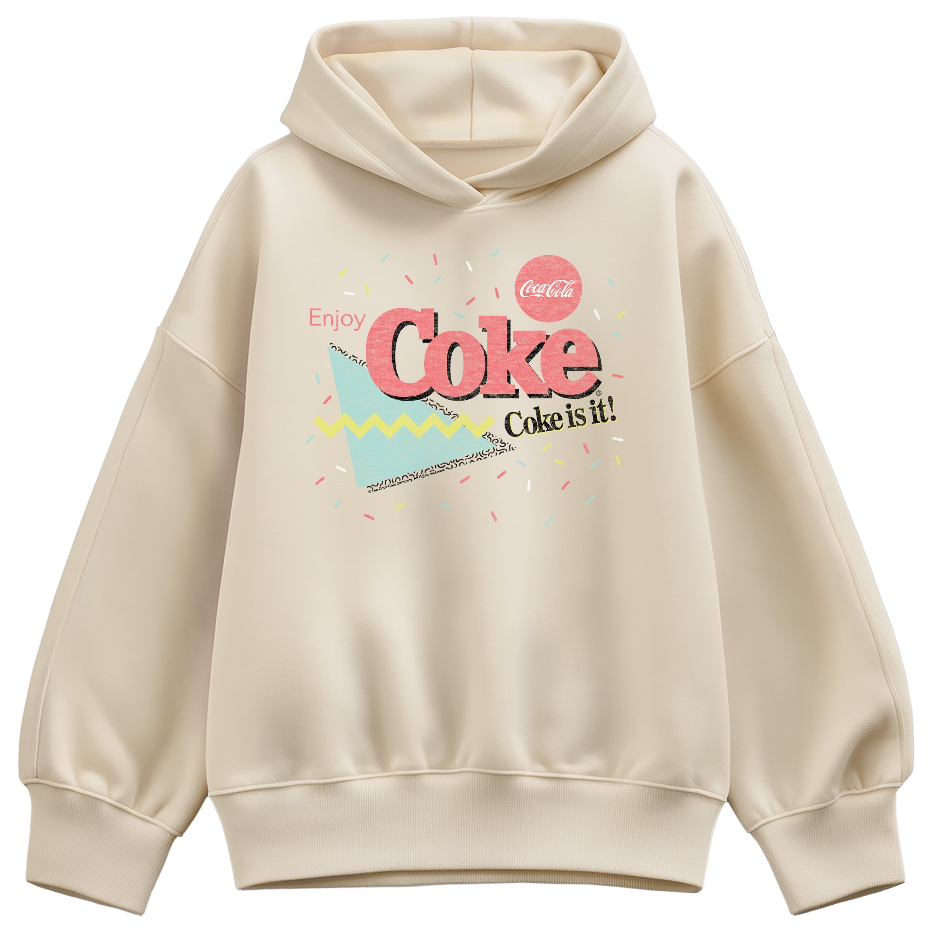 Coca-Cola - Coke 90S - Ladies Oversized Fleece Hoodie Sweatshirt - Walmart.com