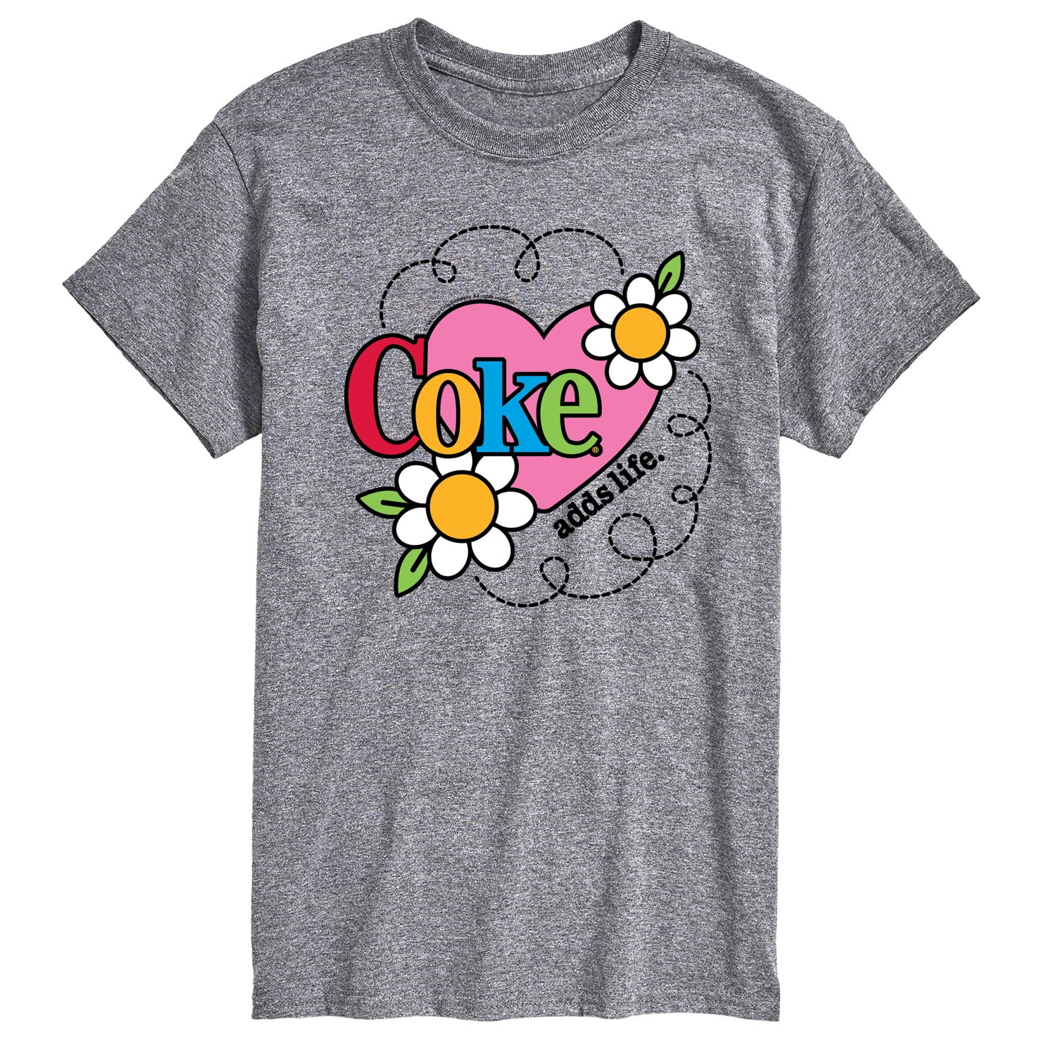 Coca-Cola - Coke Adds Life Heart Flower - Men's Short Sleeve T-Shirt - Walmart.com