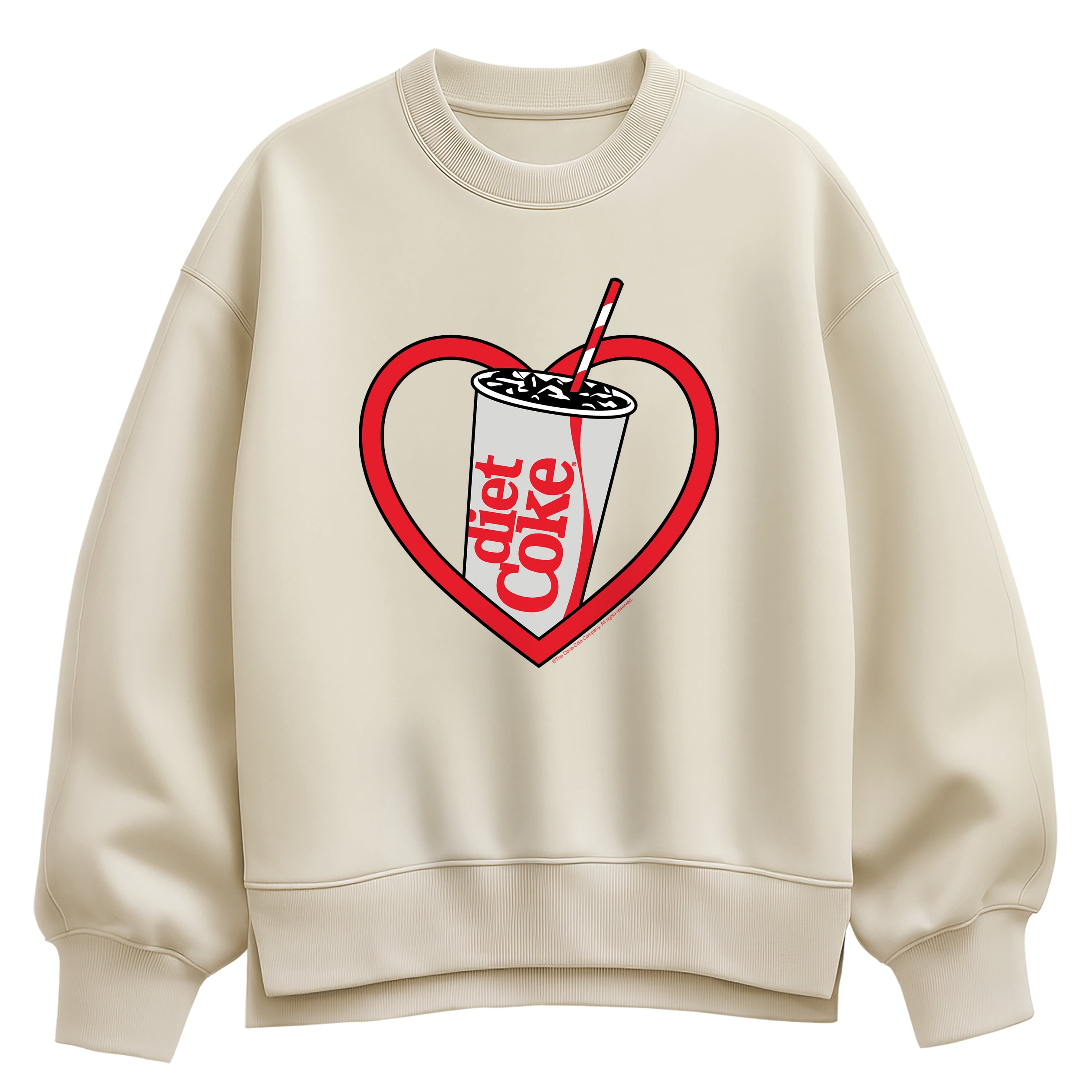 Coca-Cola - Diet Coke Heart - Ladies Oversized Fleece Crew Sweatshirt ...