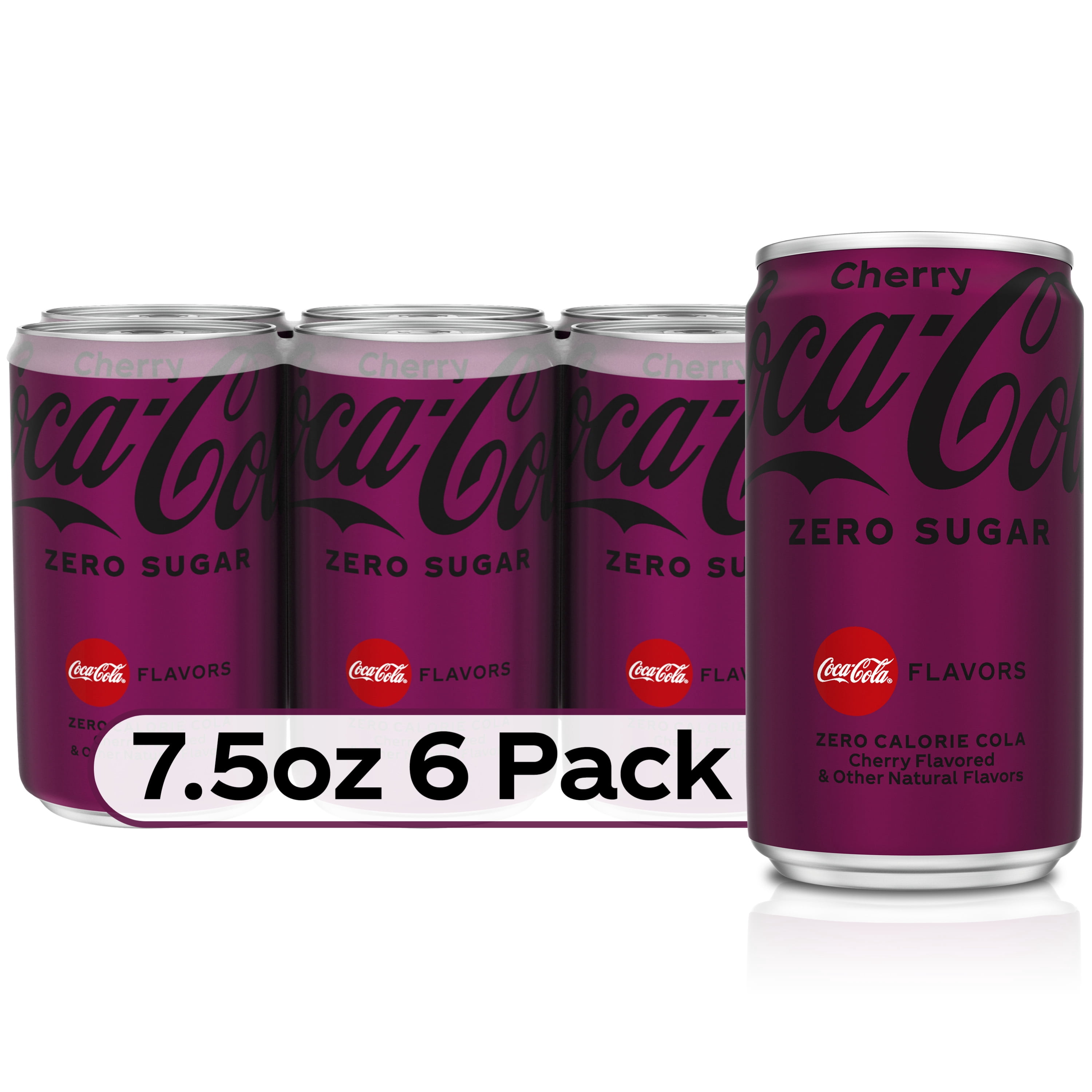 Coca-Cola Diet Zero Sugar Cherry Mini Soda Pop Soft Drink, 7.5 fl oz, 6 ...