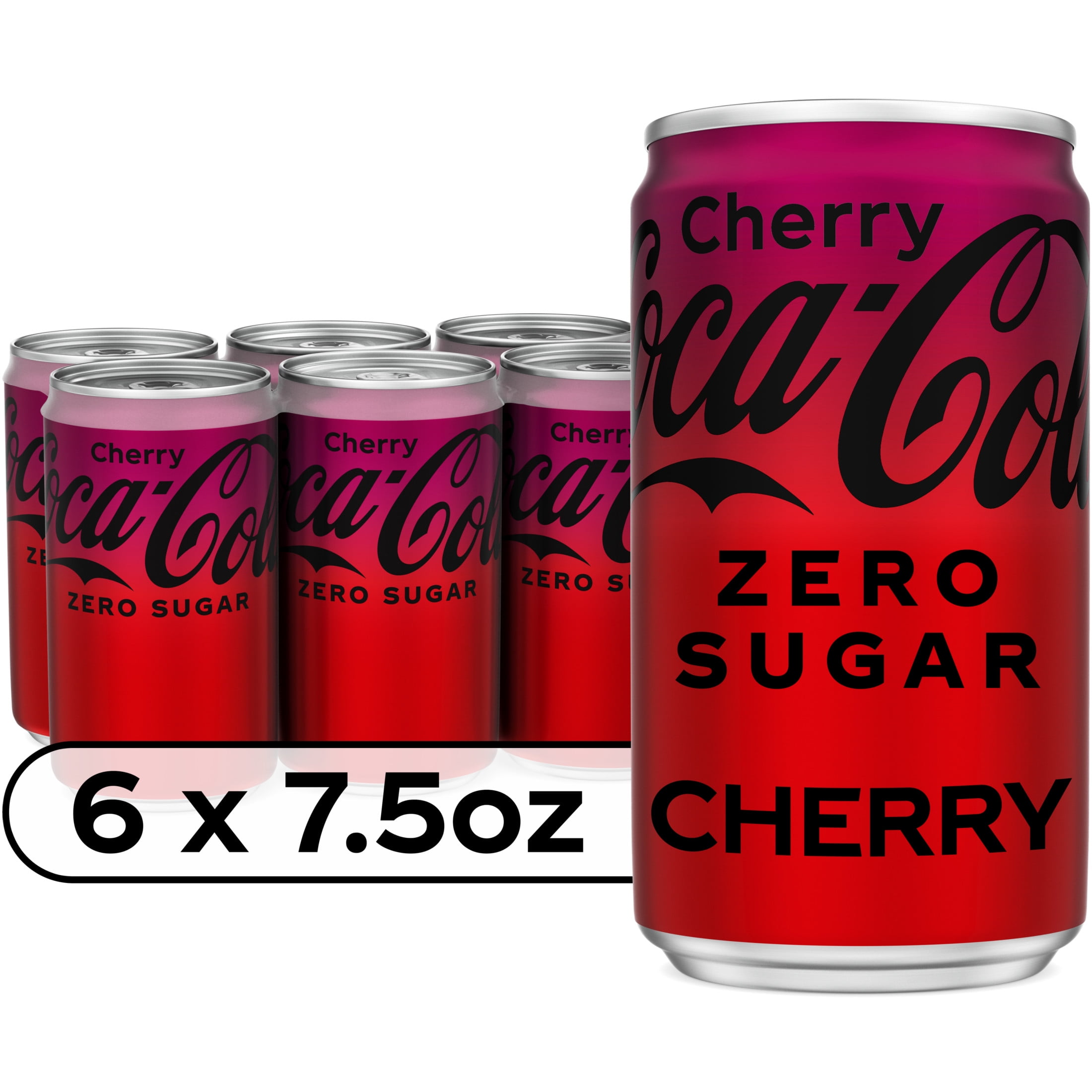 Coca-Cola Diet Zero Sugar Cherry Mini Soda Pop Soft Drink, 7.5 fl oz, 6 ...