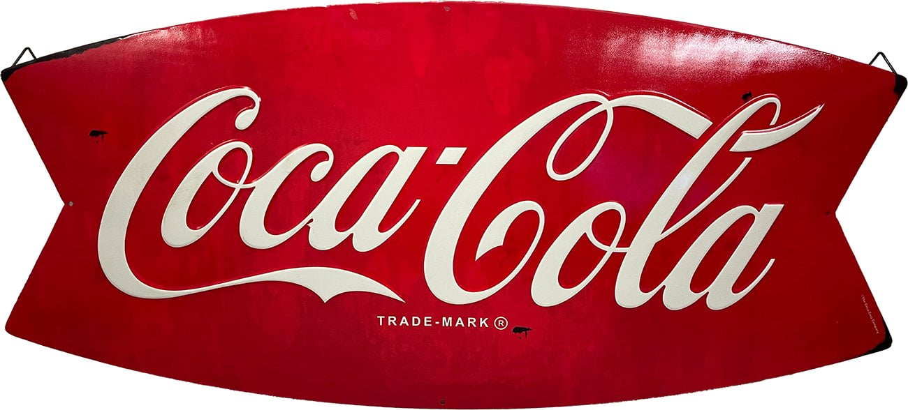 Coca-Cola Distressed Banner Embossed Metal Sign 28" x 13" - Home Garage ...