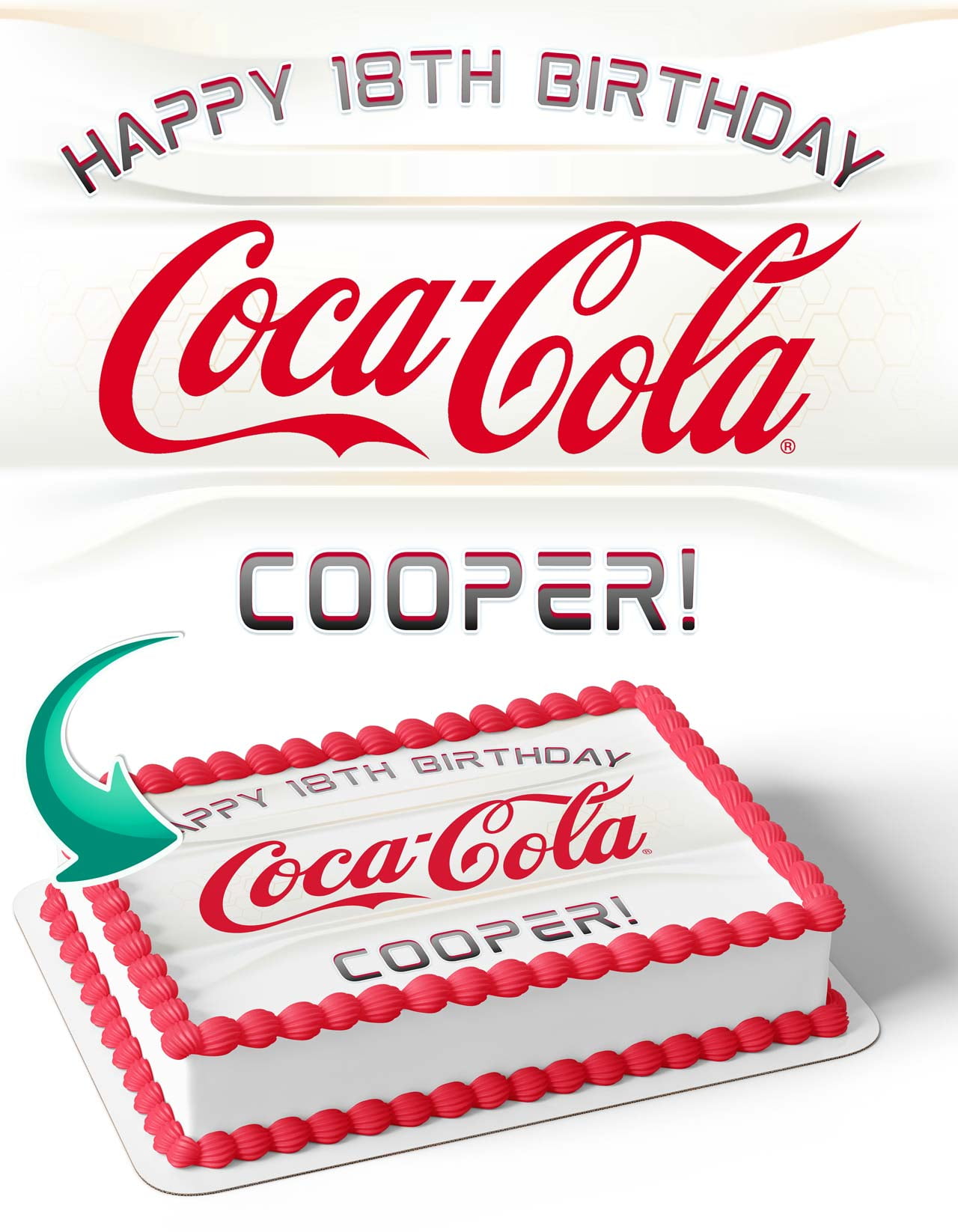 Coca Cola Edible Image Cake Topper Personalized Birthday Sheet Decal ...