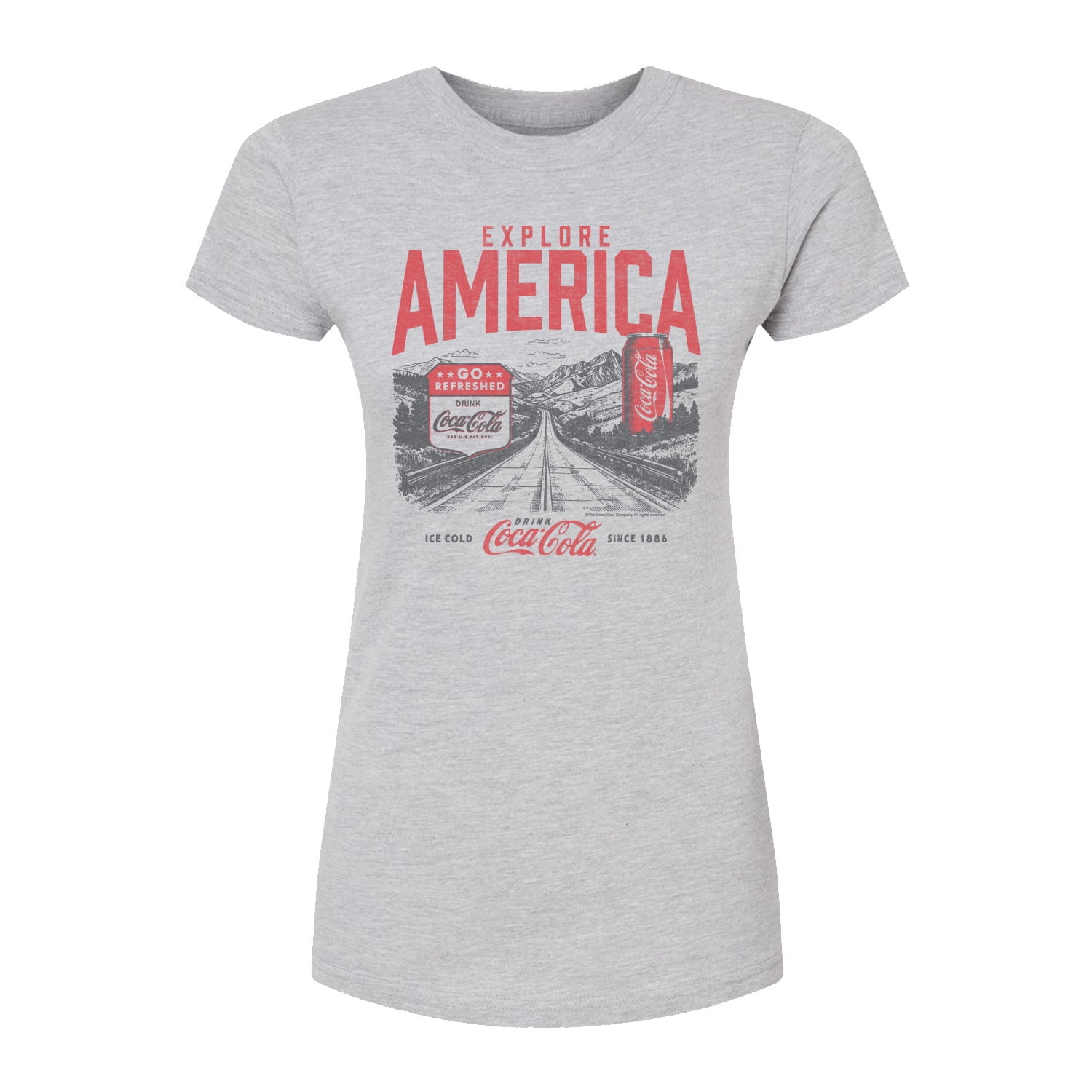 Coca-Cola - Explore America Coke - Juniors Fitted Short Sleeve Graphic ...