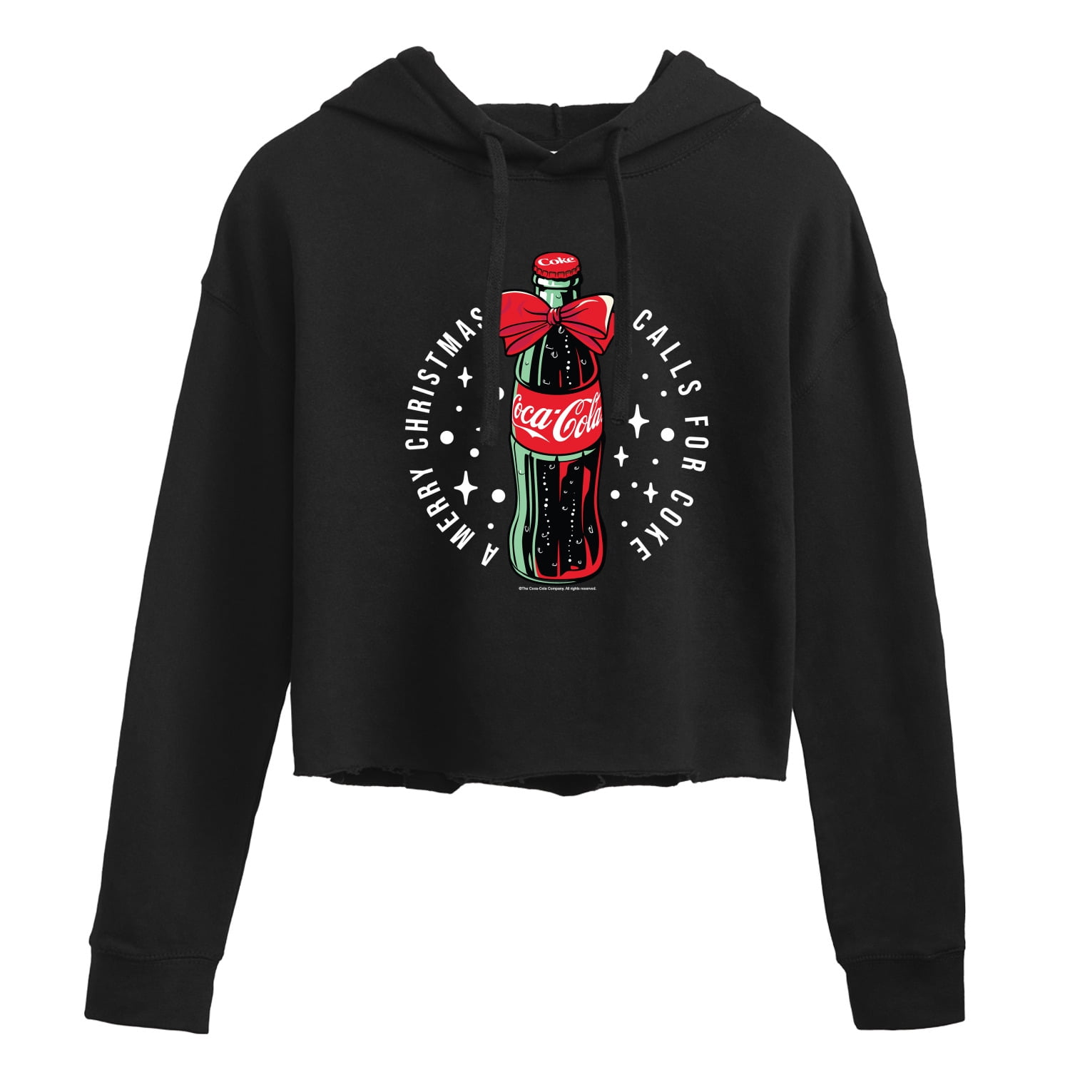 Coca-Cola - Happy Holidays Bottle - Juniors Cropped Long Sleeve Fleece ...