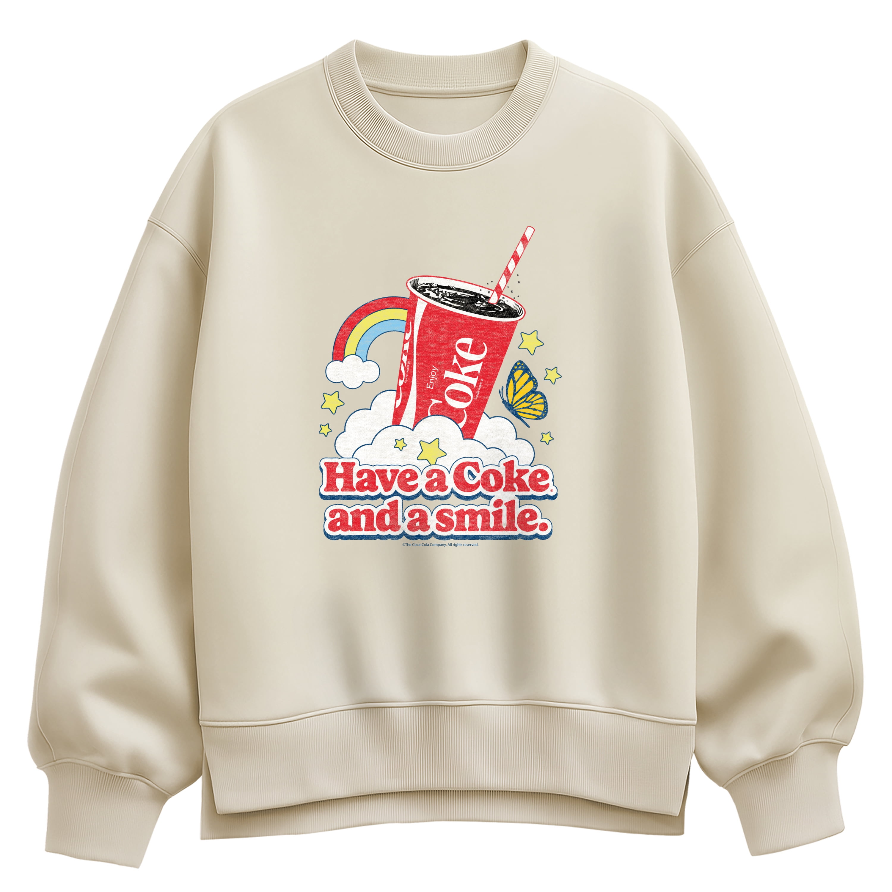 Coca-Cola - Have A Coke And A Smile - Ladies Oversized Fleece Crew ...