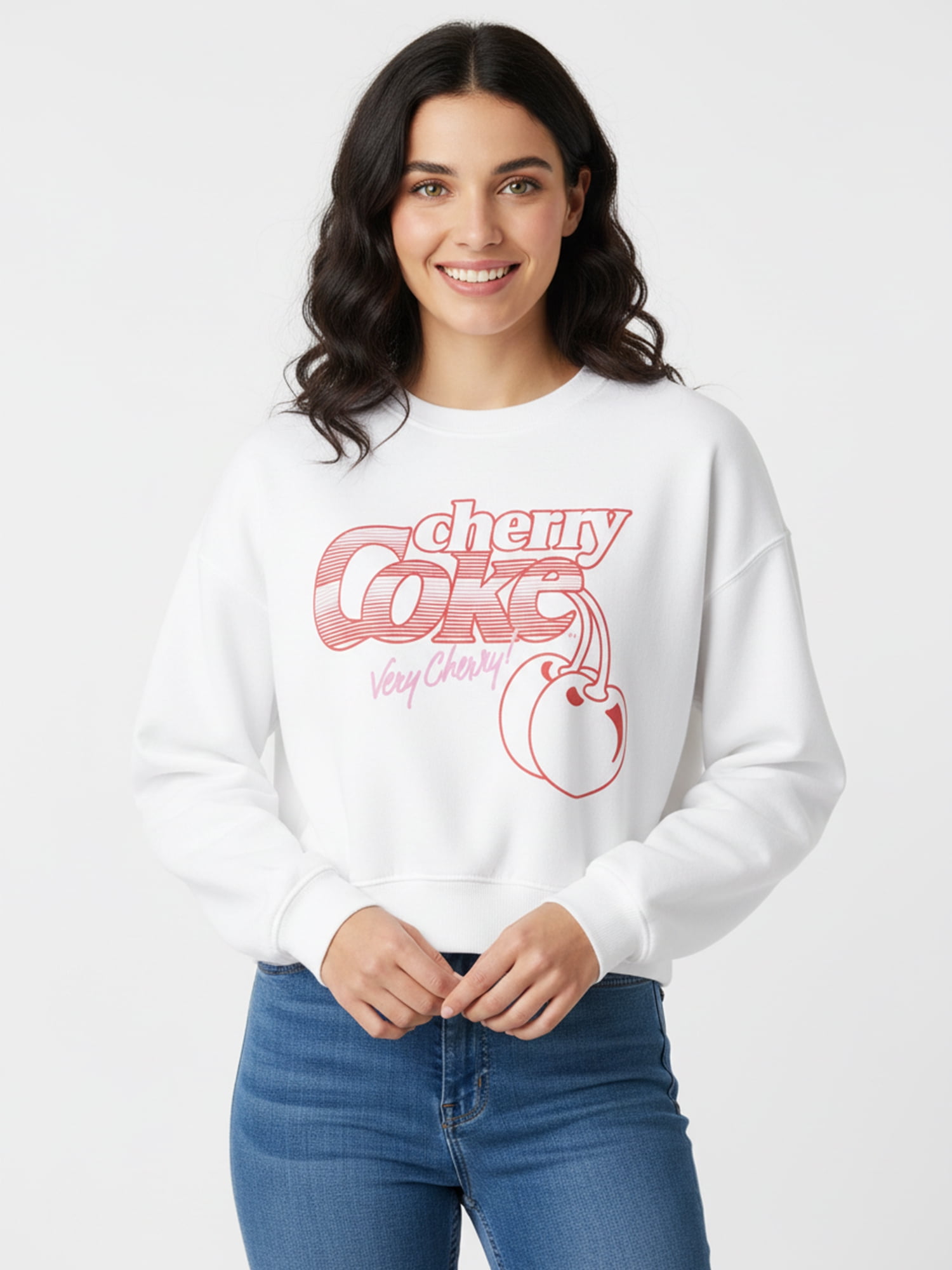 Cherry Coke Women's Cropped Boxy Graphic Sweatshirt, Sizes XXS-XXL ...