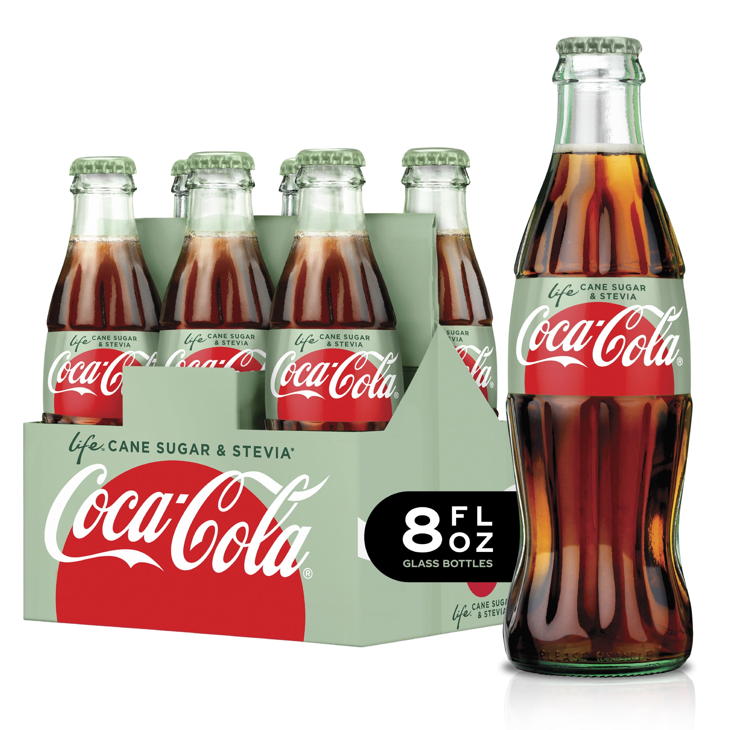 Coca-Cola Life Soda Soft Drink, 8 fl oz, 6 Pack - Walmart.com