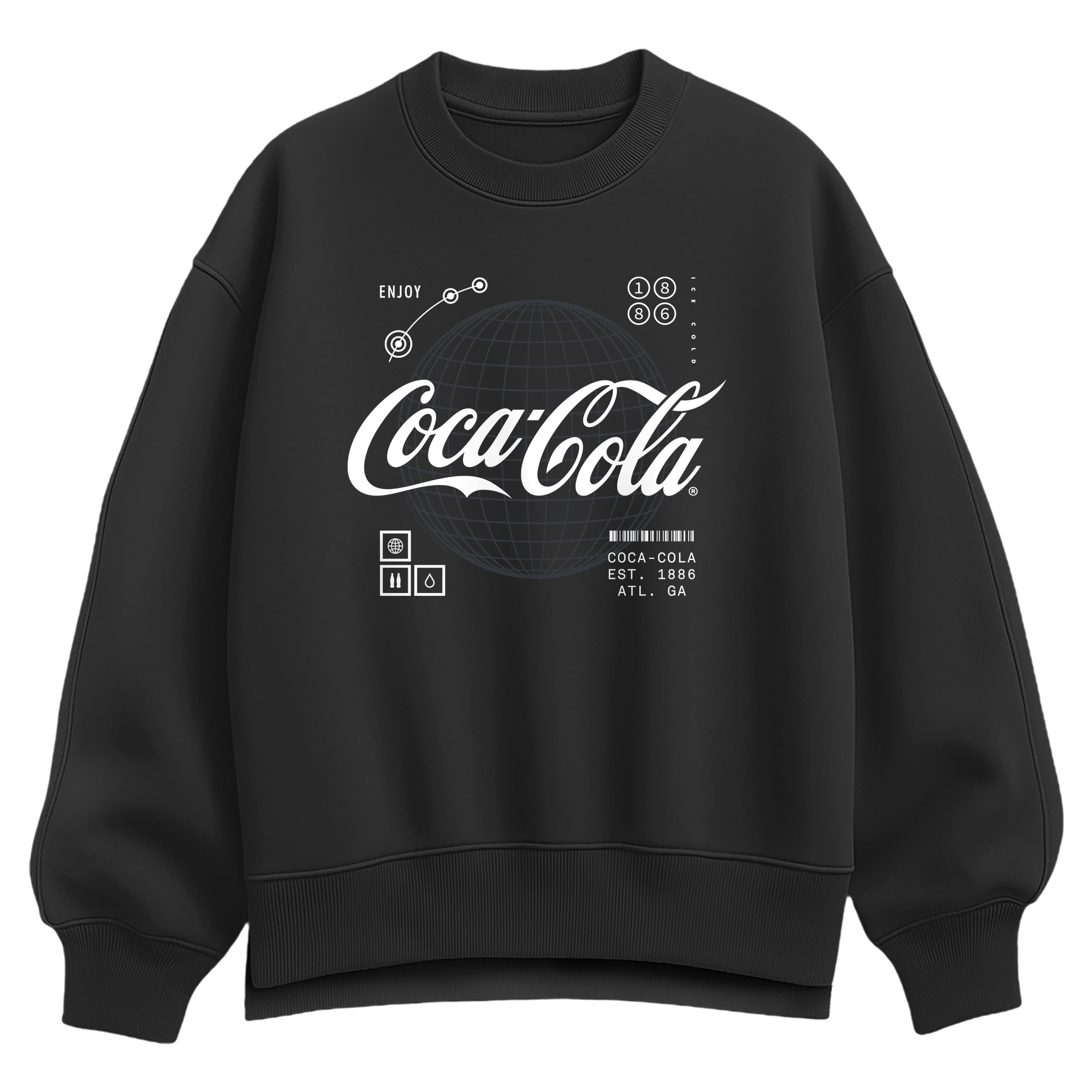 Coca-Cola - Logo Hud - Ladies Oversized Fleece Crew Sweatshirt ...