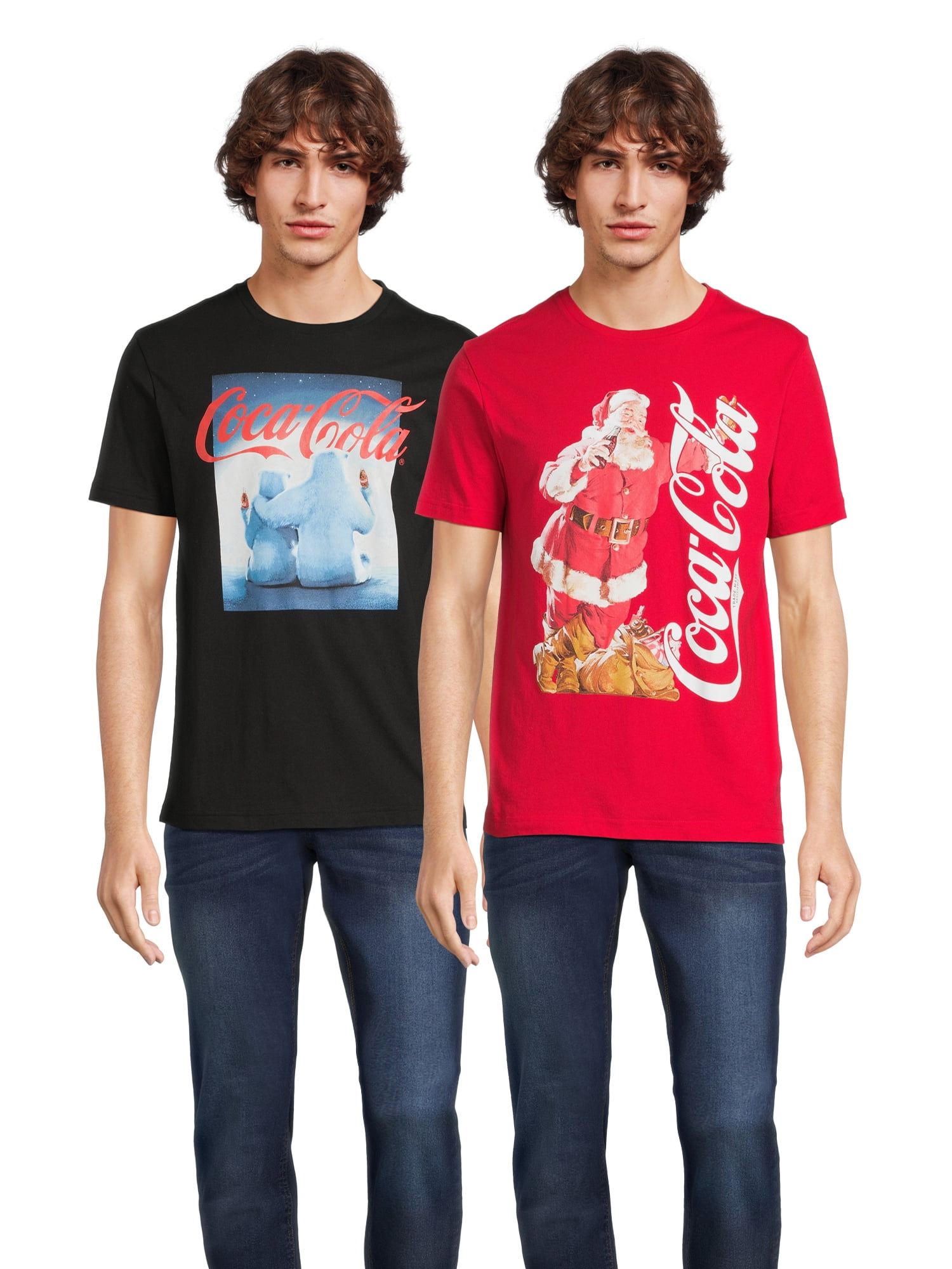 Coca-Cola Men's & Big Men's Graphic Tees with Short Sleeves, 2-Pack ...