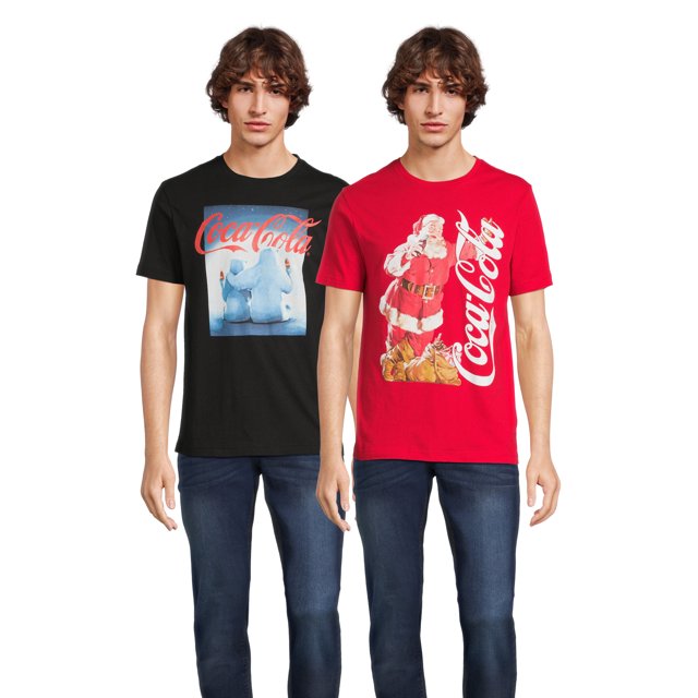 Coca-Cola Men's & Big Men's Graphic Tees with Short Sleeves, 2-Pack ...