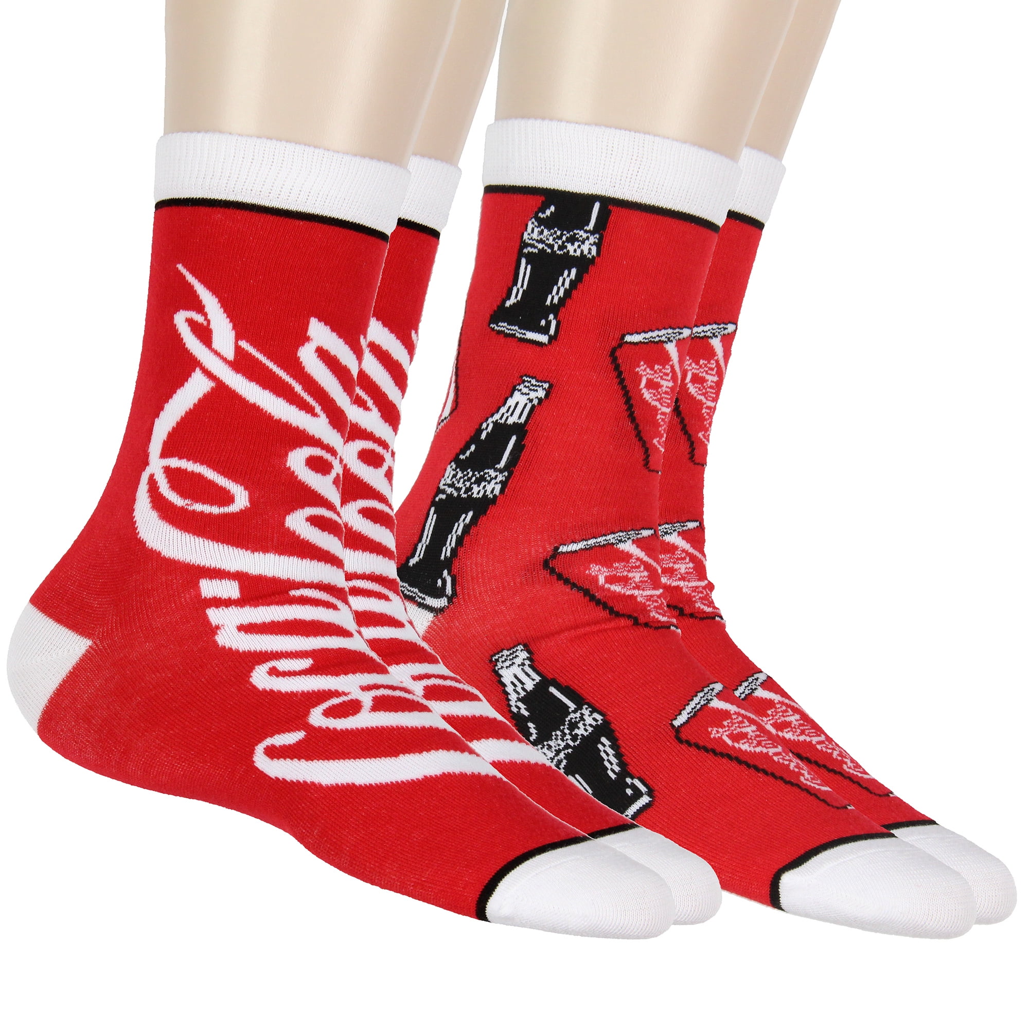 Coca-Cola Men's Bottles and Cans Print 2 Pack Crew Socks - Walmart.com