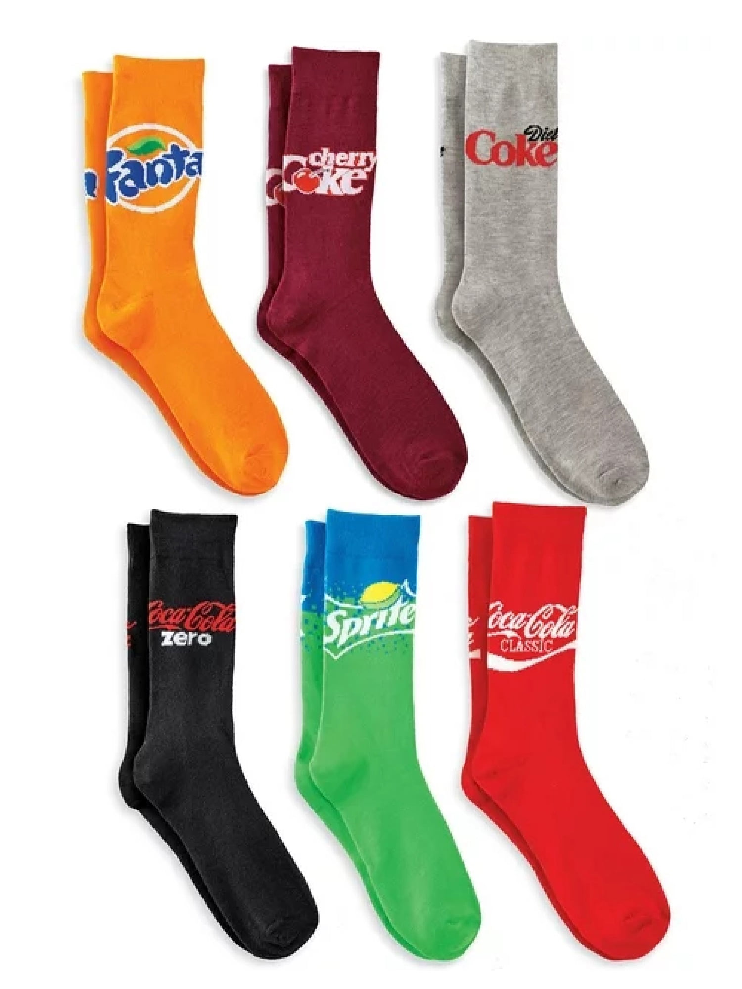 Coca-Cola, Men's Crew Socks, Vending Machine Gift Box, 6-Pack, Size 6.5 ...