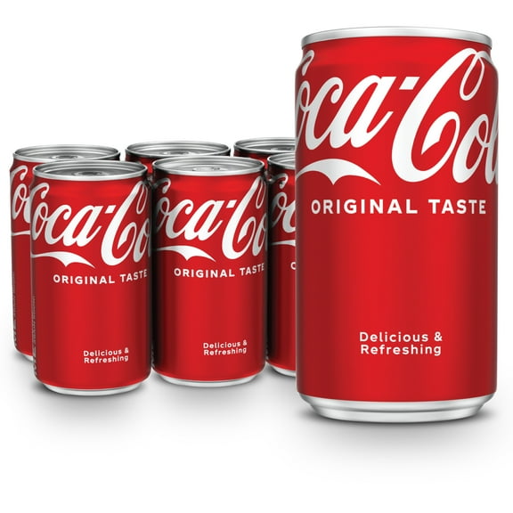 Coca-Cola Mini Cans 7.5oz 30pk, Small Soda Can Pack for Refreshing ...