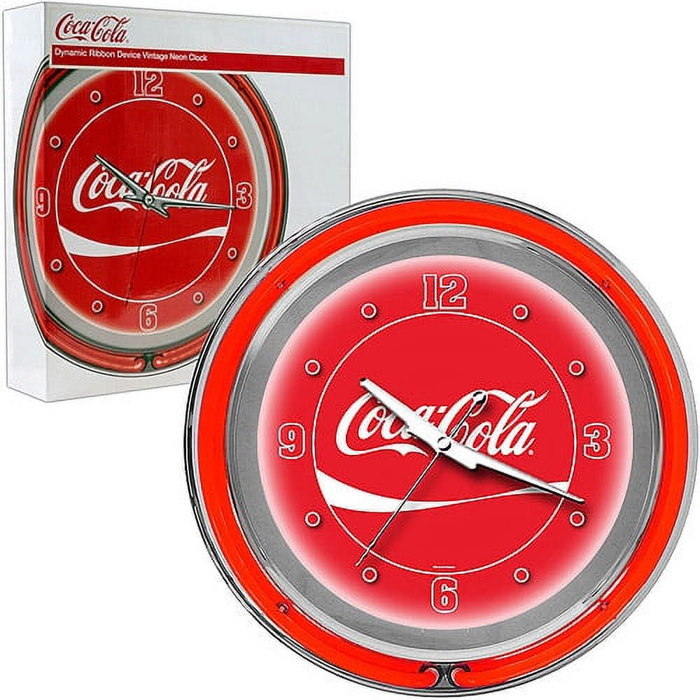 Coca-Cola Neon Clock, Dynamic Ribbon, 2 Neon Rings - Walmart.com