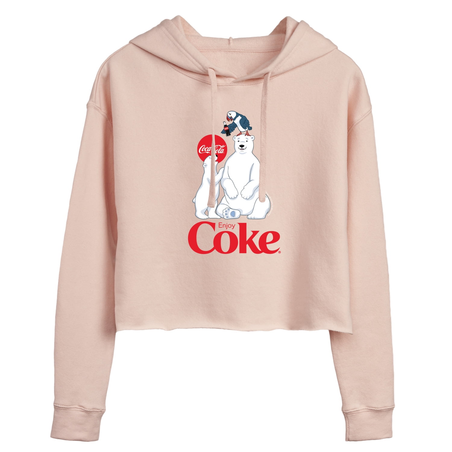 Coca-Cola - Polar Bears And Puffin - Juniors Cropped Long Sleeve Fleece ...