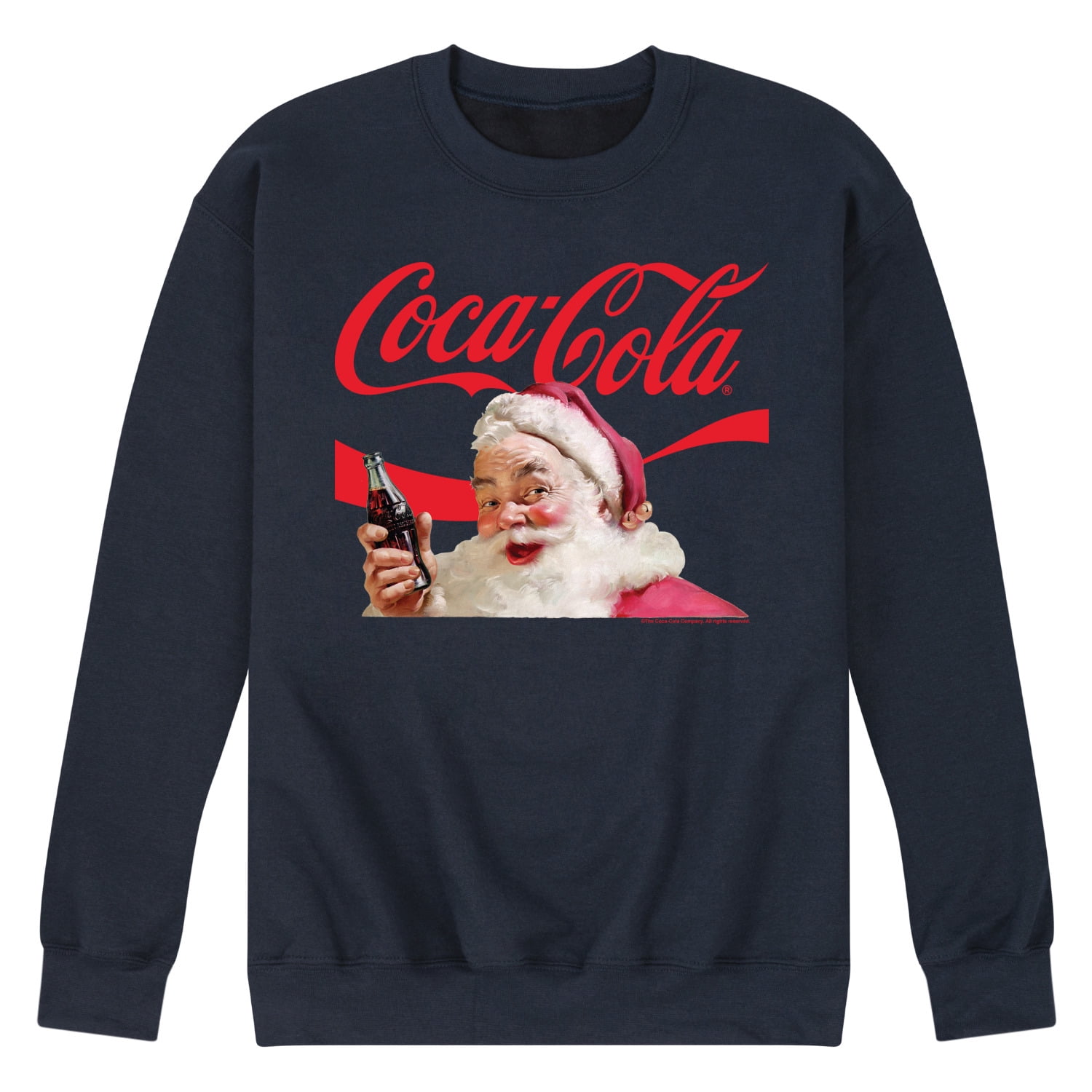Coca-Cola - Santa Closeup Coca Cola Logo - Men's Crew Neck Fleece ...